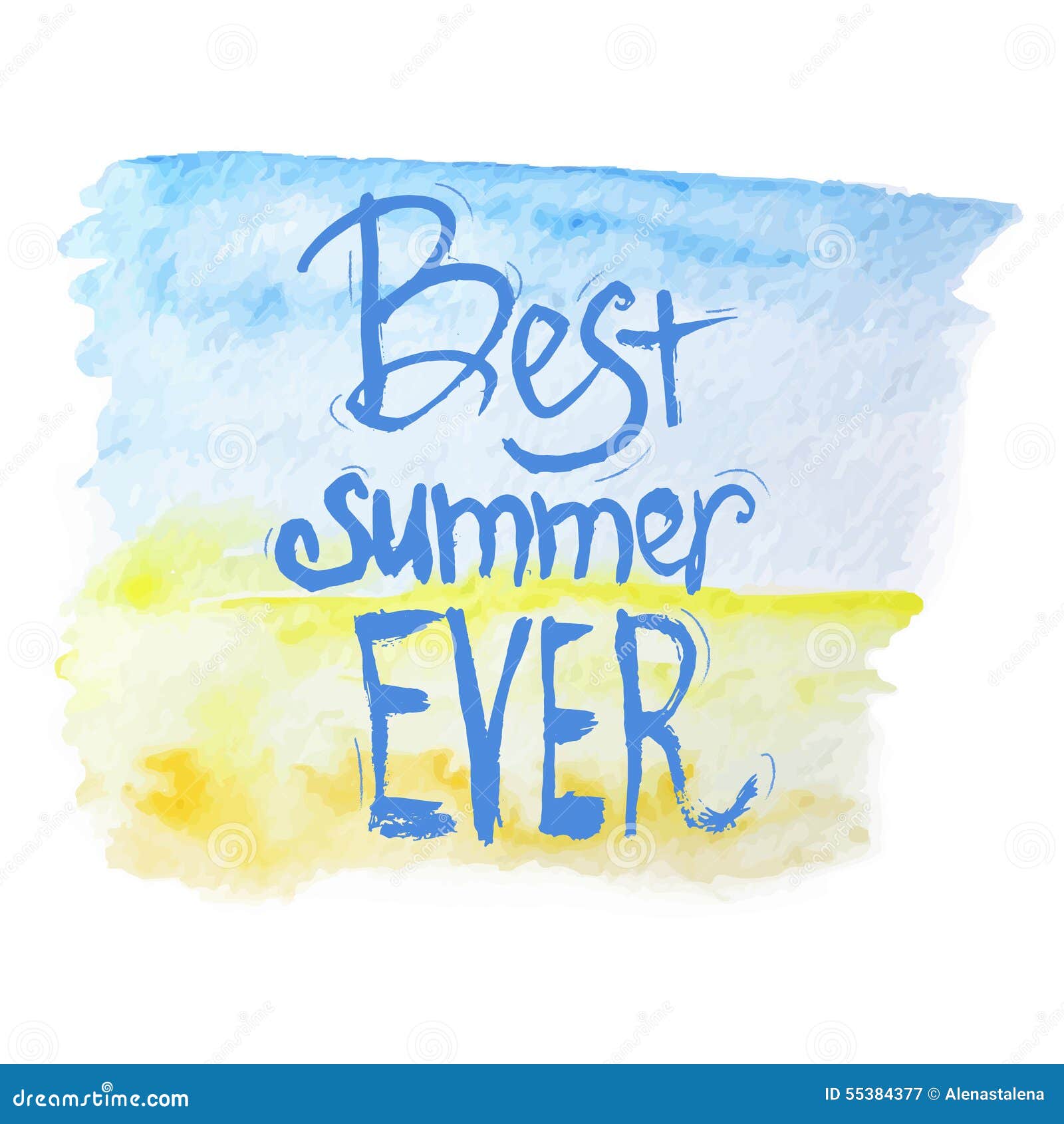 Vector Watercolor Best Summer Lettering on Blue Stock Vector ...