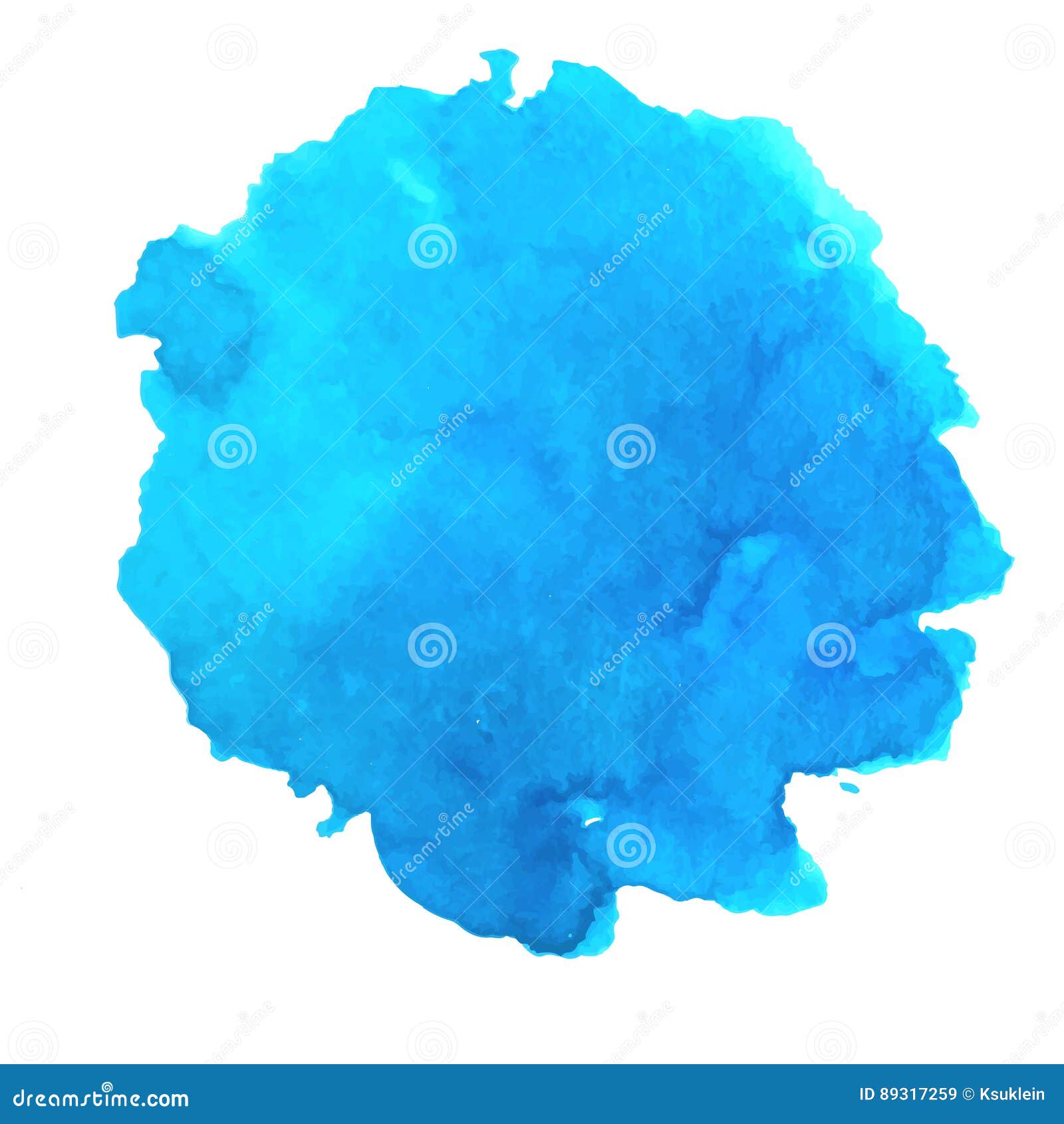 Vector Watercolor Blue Splash Abstract Cyan Blot Background Sea