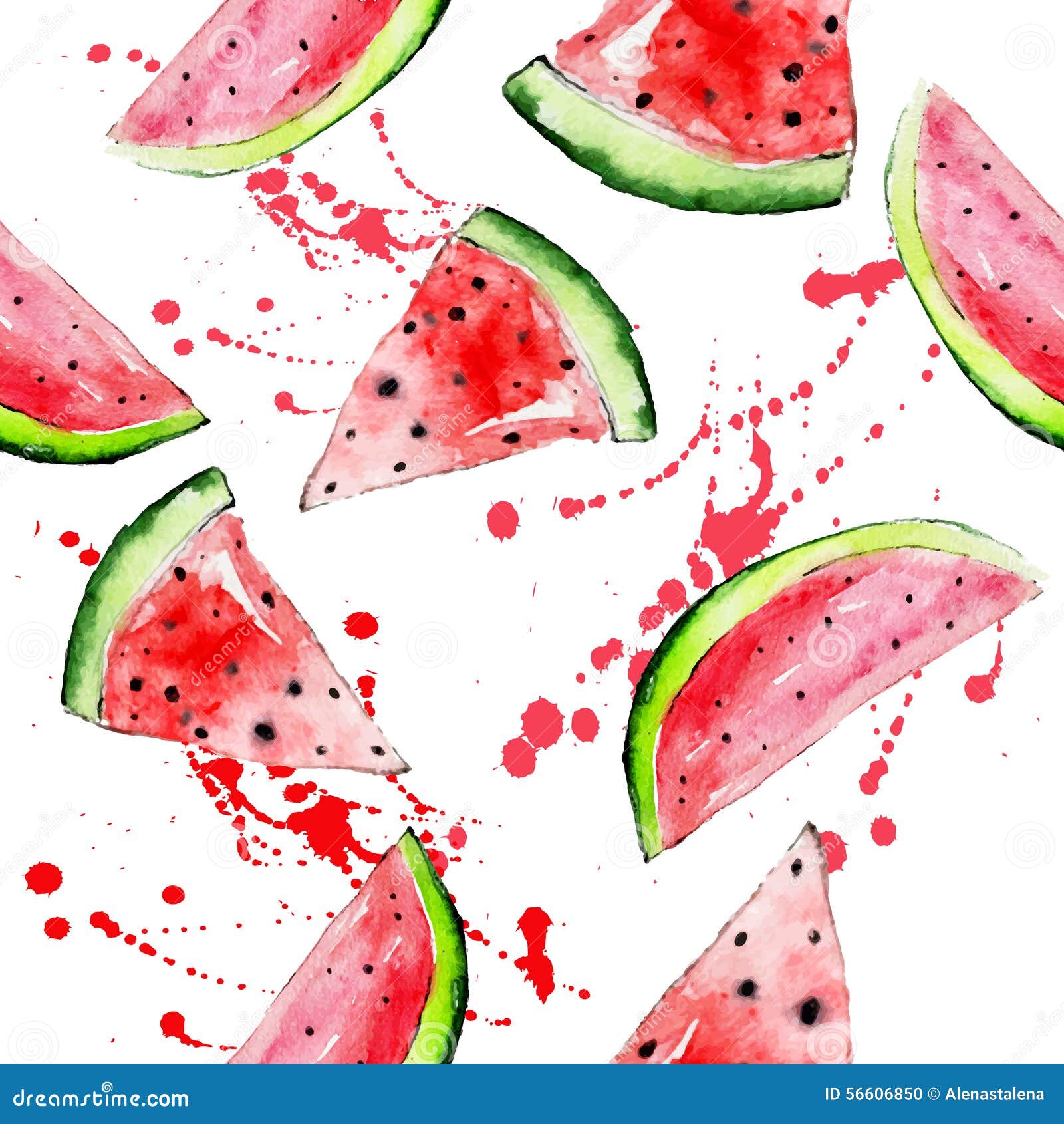 Vector Watercolor Bright Watermelon Seamless Stock Vector ...