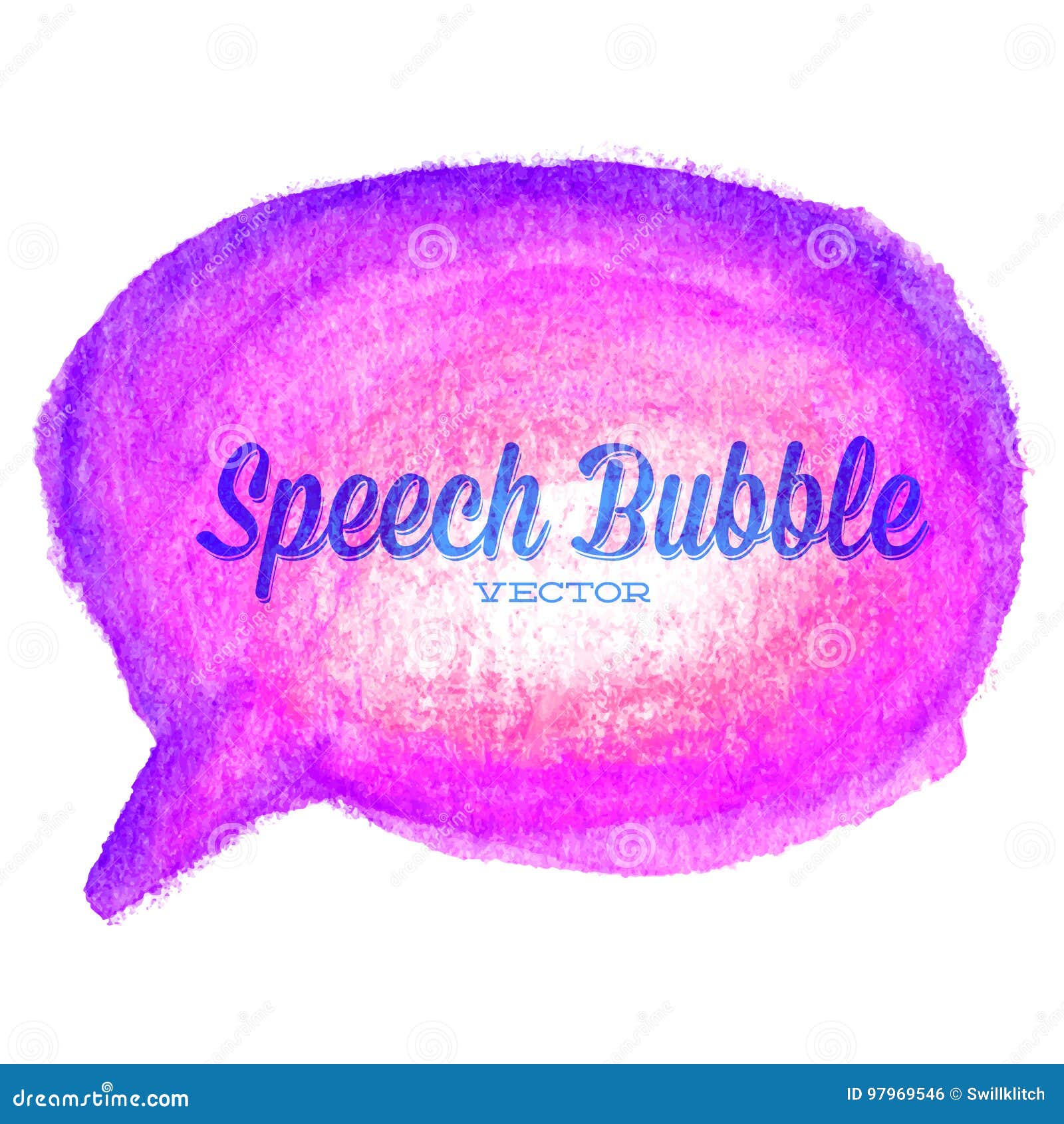 Vector Watercolor Drawn Purple Speech Bubble Stock Vector - Illustration of paint, creativity ...