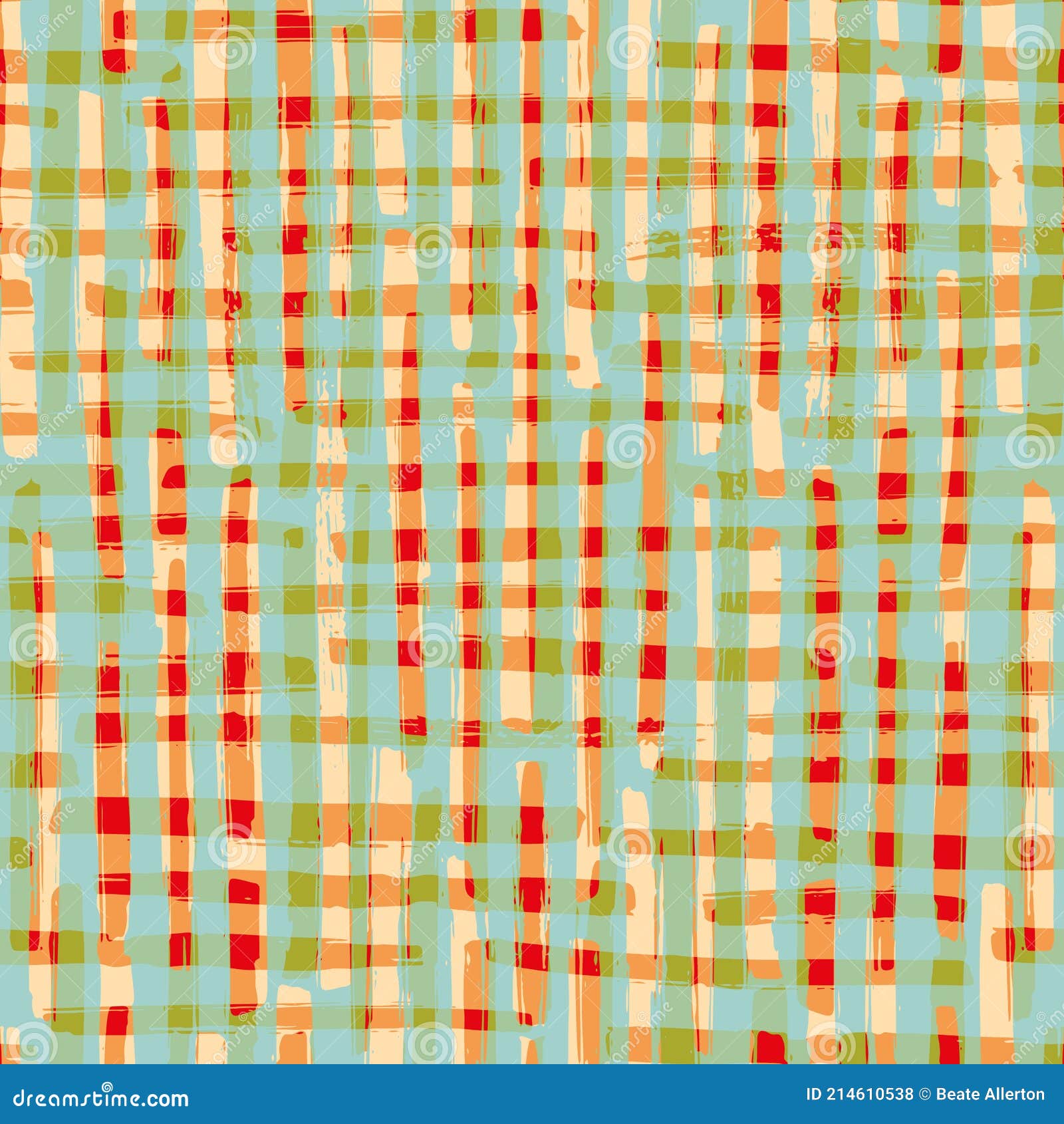 Vector Watercolor Effect Plaid Seamless Pattern Background. Organic ...