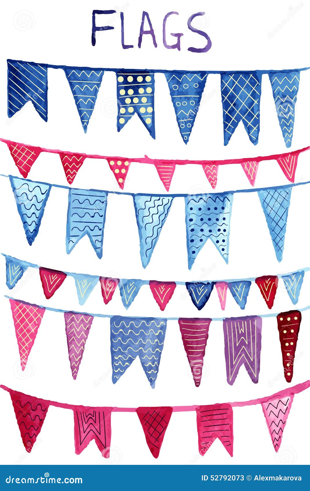 Vector Watercolor Flags stock vector. Illustration of festive - 52792073
