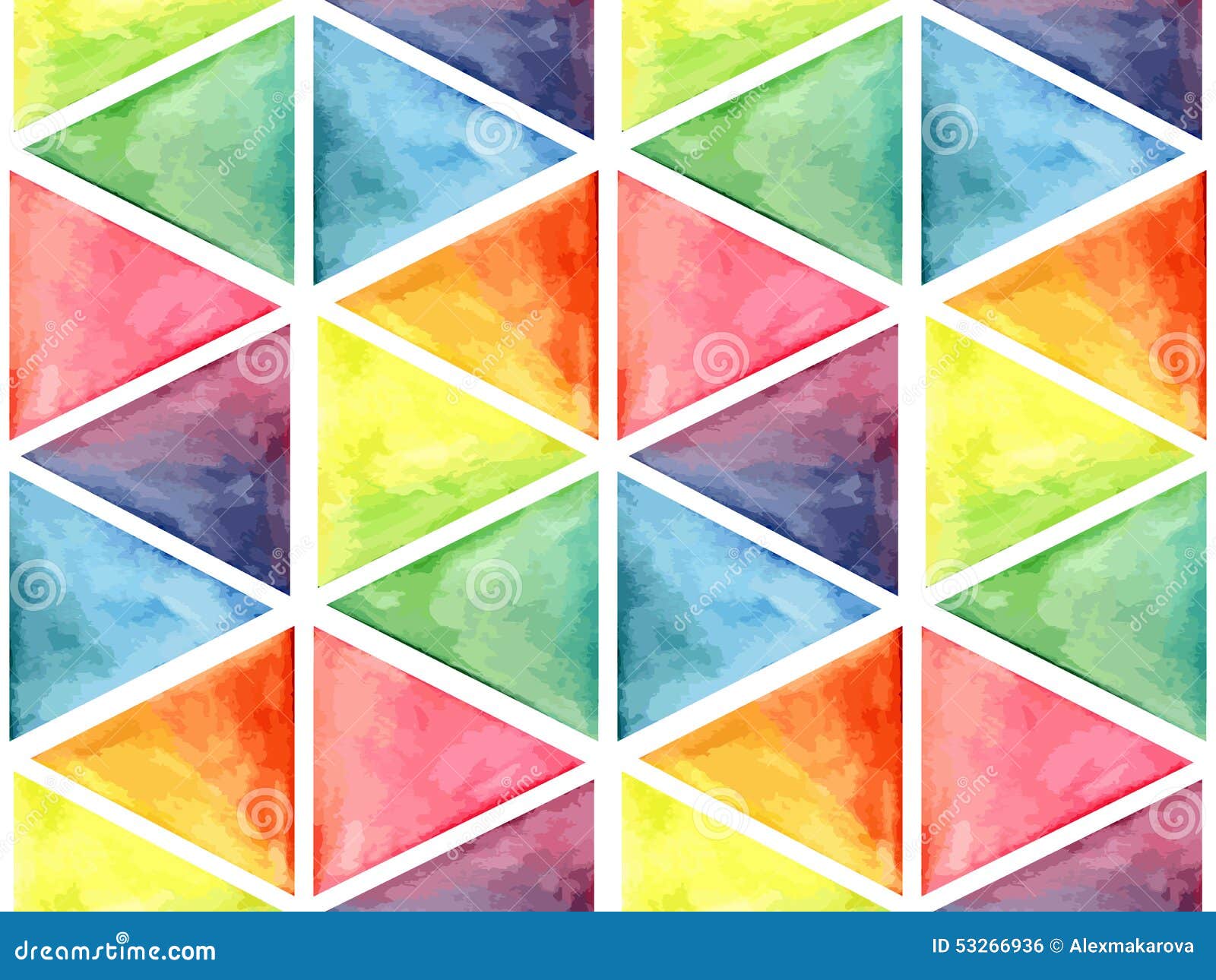 Vector Watercolor Geometric Seamless Pattern with Triangles Stock ...