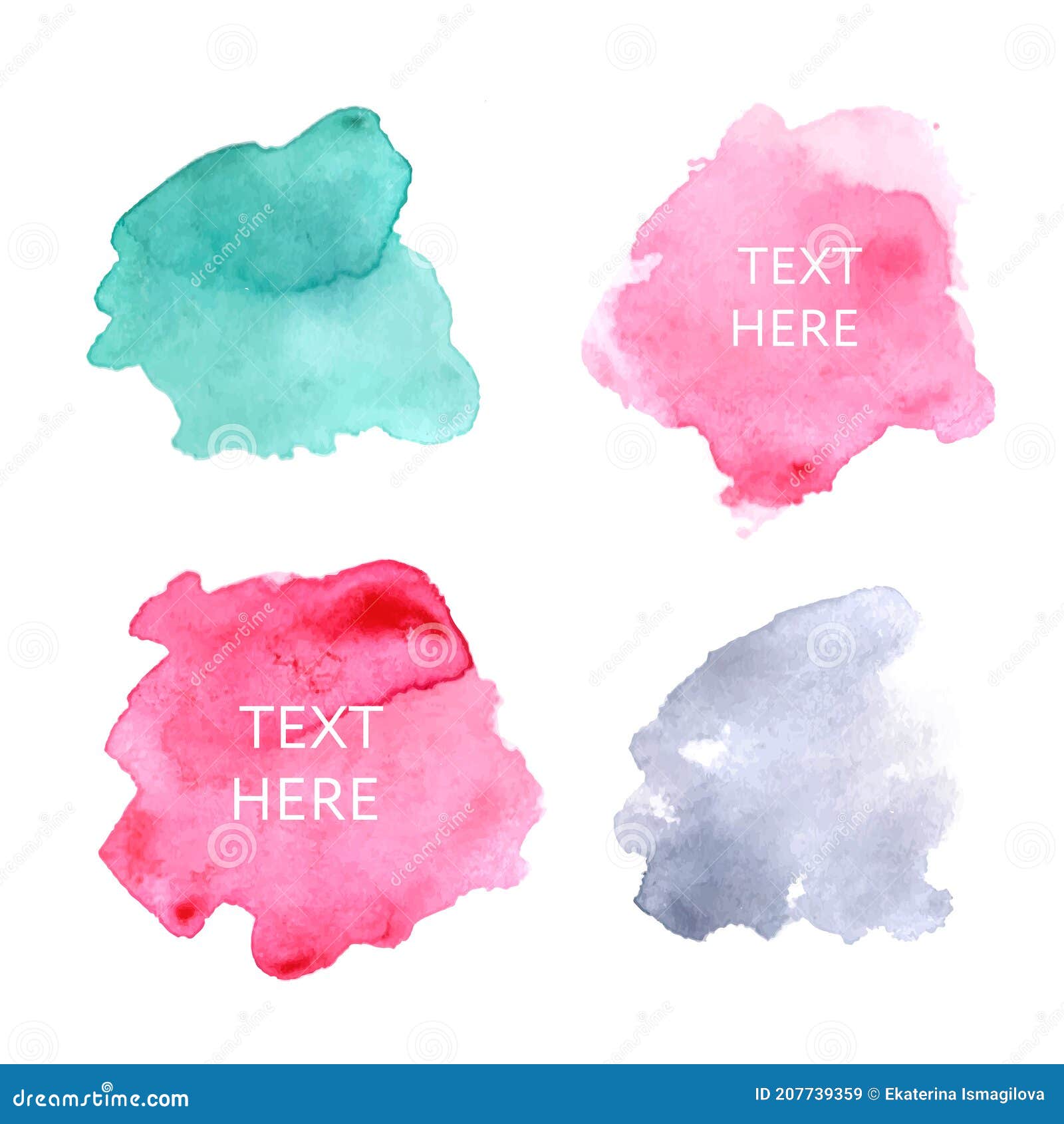 Vector Watercolor Ink Spot. Set Brush Stroke on Paper Texture. Dry ...