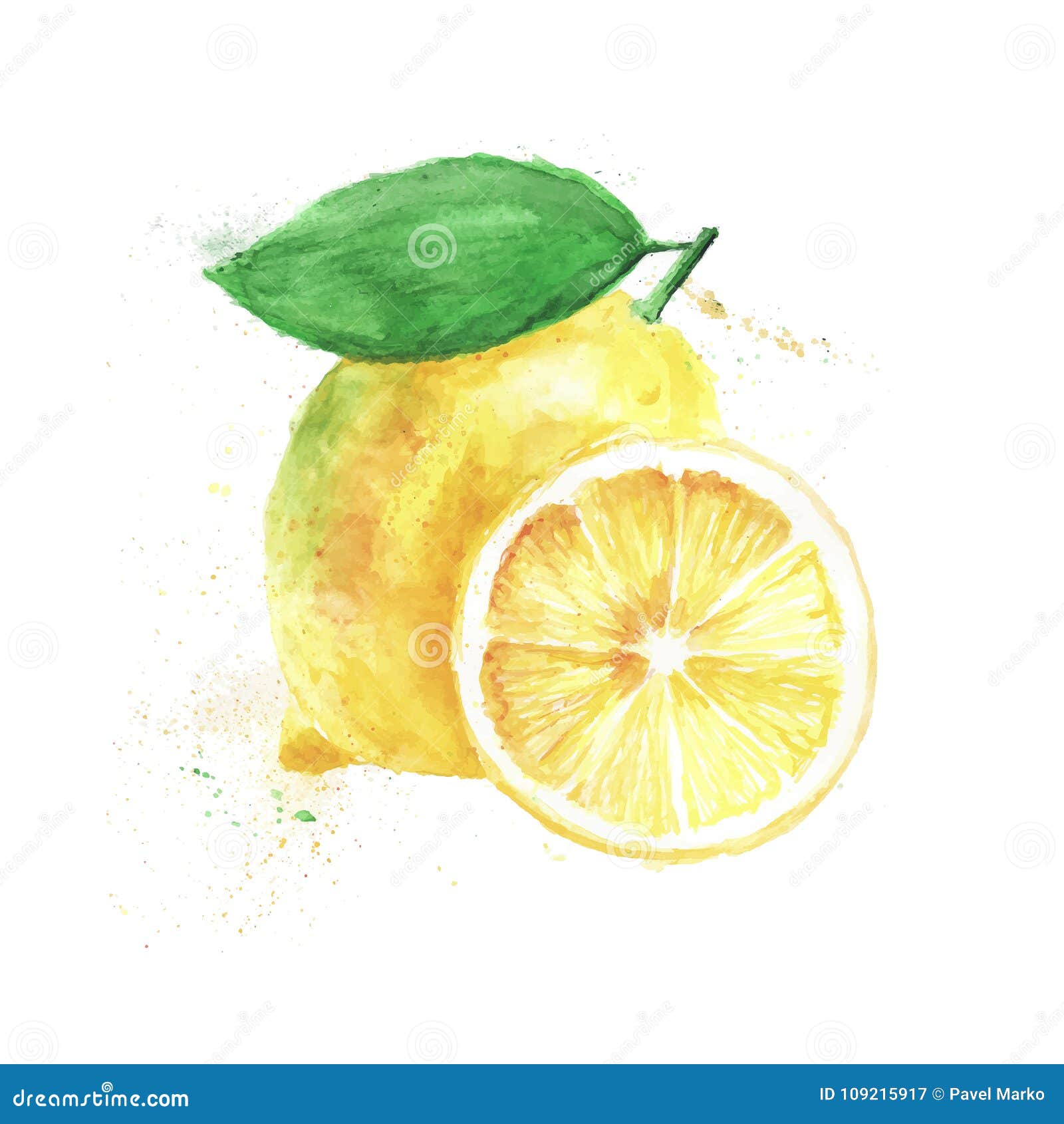 Vector watercolor lemon stock vector. Illustration of health - 109215917