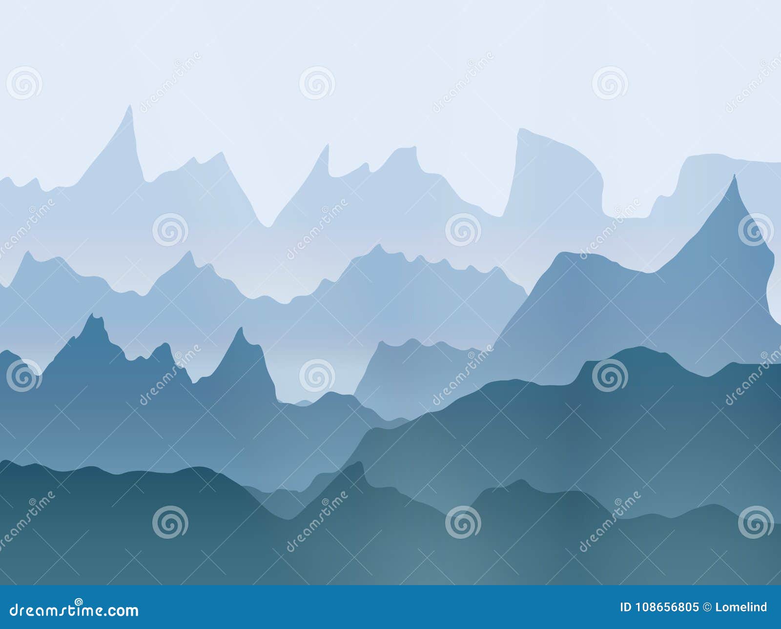 Vector Watercolor Misty Mountains Landscape Stock Illustration ...