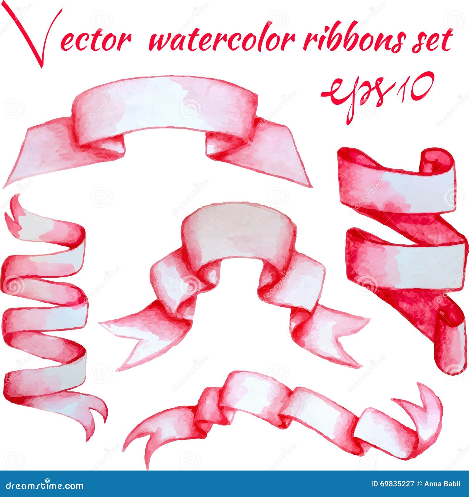 Vector Watercolor Ribbons Set Stock Vector - Illustration of creative ...