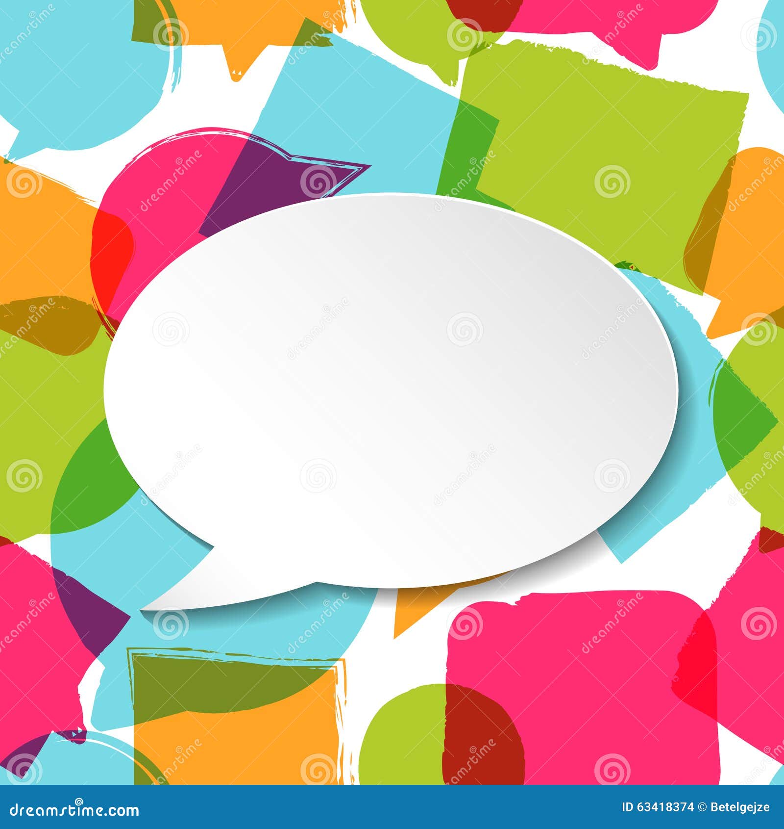 Vector Watercolor Seamless Pattern with Colorful Speech Bubbles. Stock ...