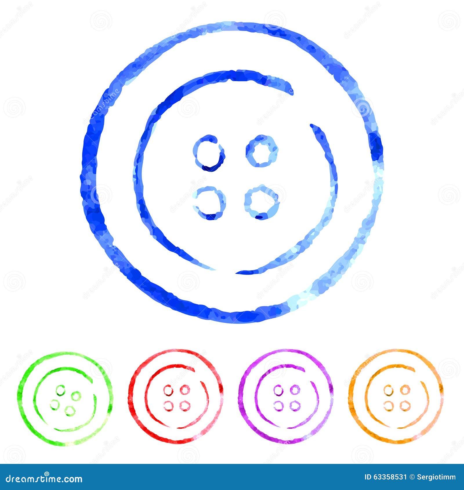 Vector Watercolor Sewing Button Stock Illustration - Illustration of ...