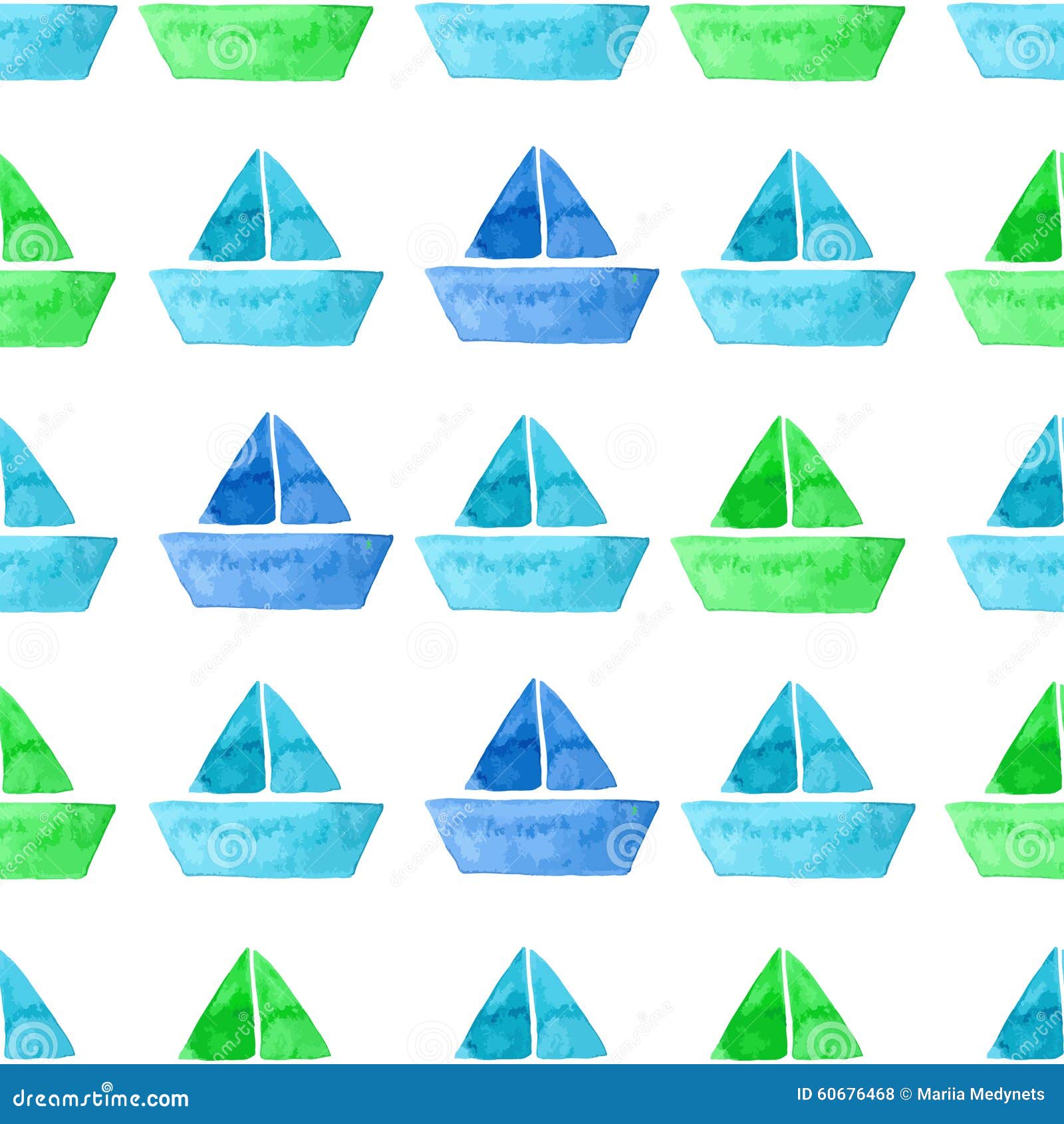 Vector Watercolor Ship Seamless Pattern Stock Vector - Illustration of ...