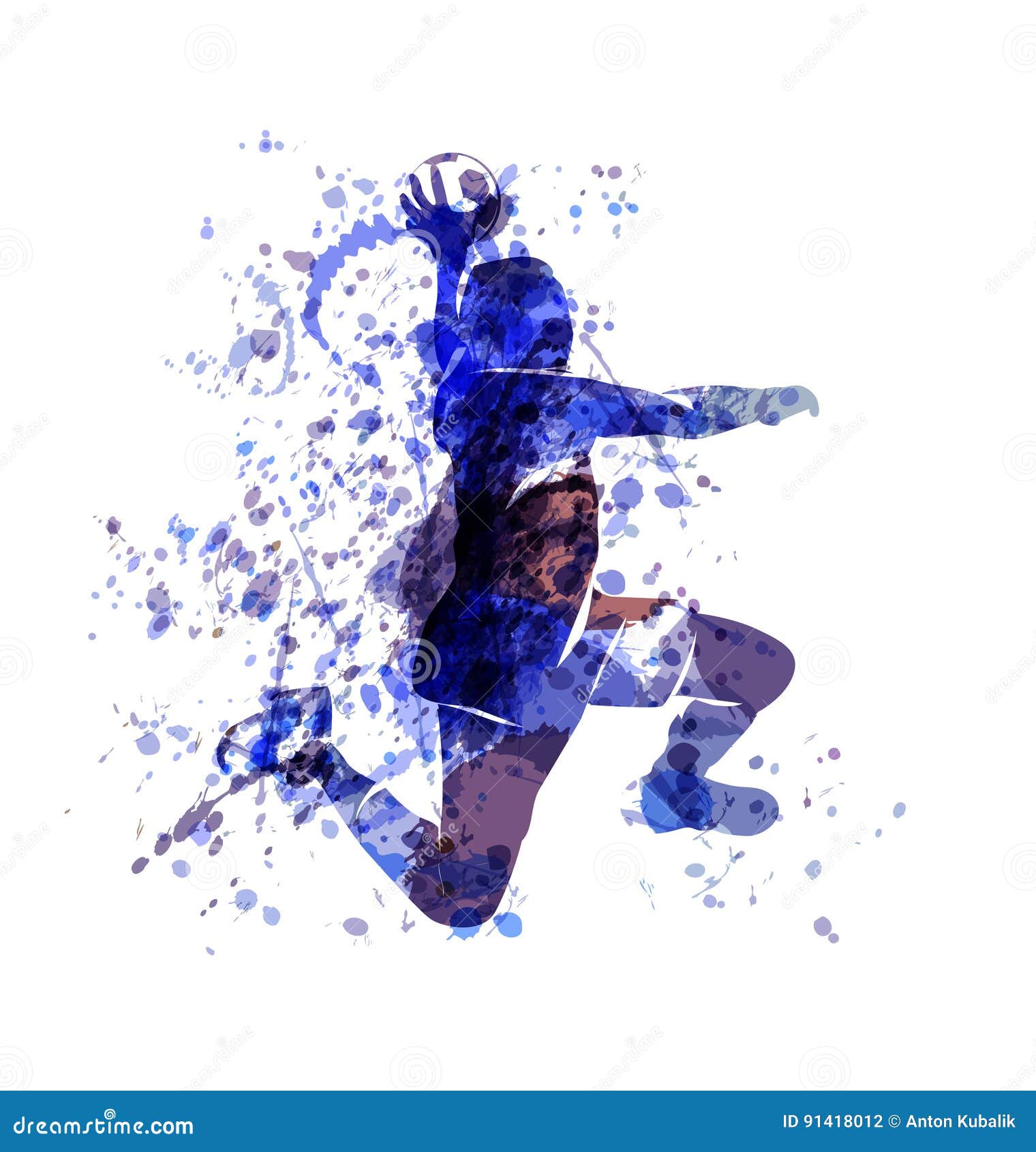 Vector Watercolor Sketch of a Handball Player Stock Vector ...