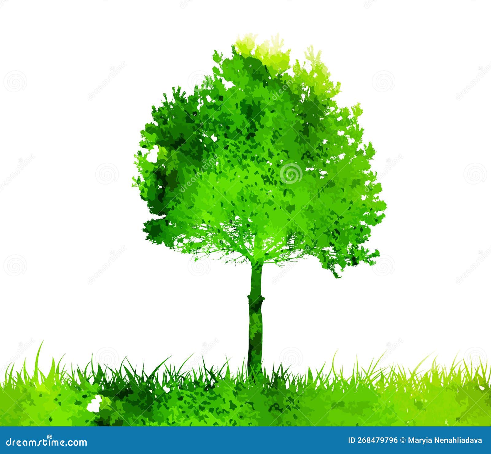 Green Watercolor Tree. Hello Spring. Vector Illustration Stock Vector ...