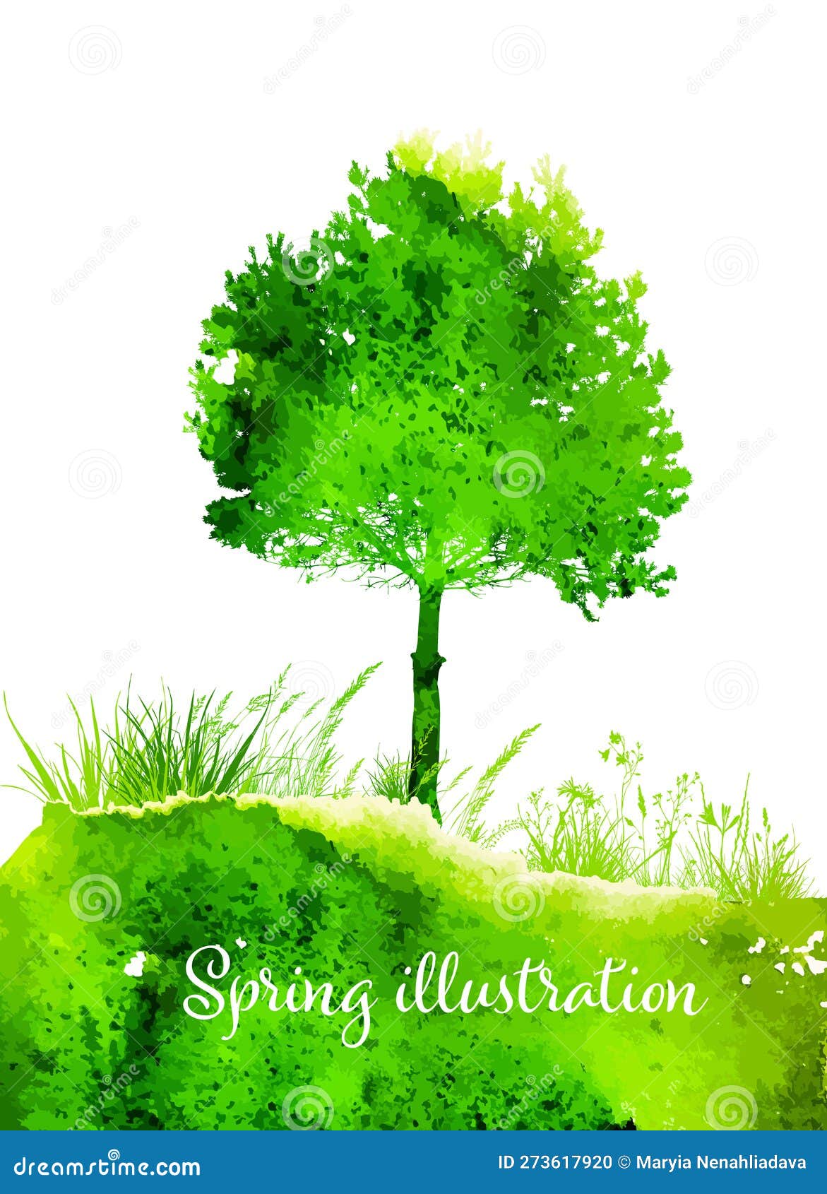 Green Watercolor Tree. Hello Spring. Vector Illustration Stock Vector ...