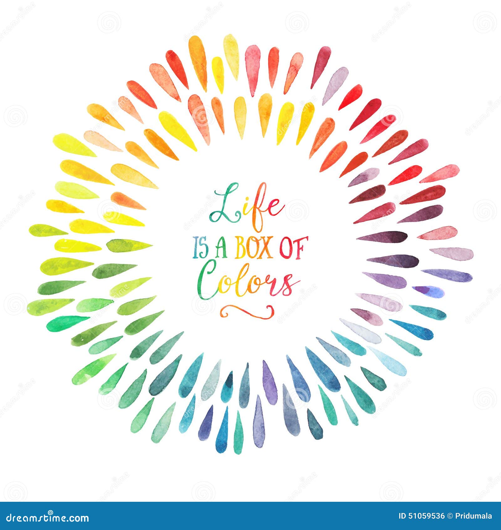 Vector Watercolor Wreath with Colorful Rainbow Drops. Stock Vector ...