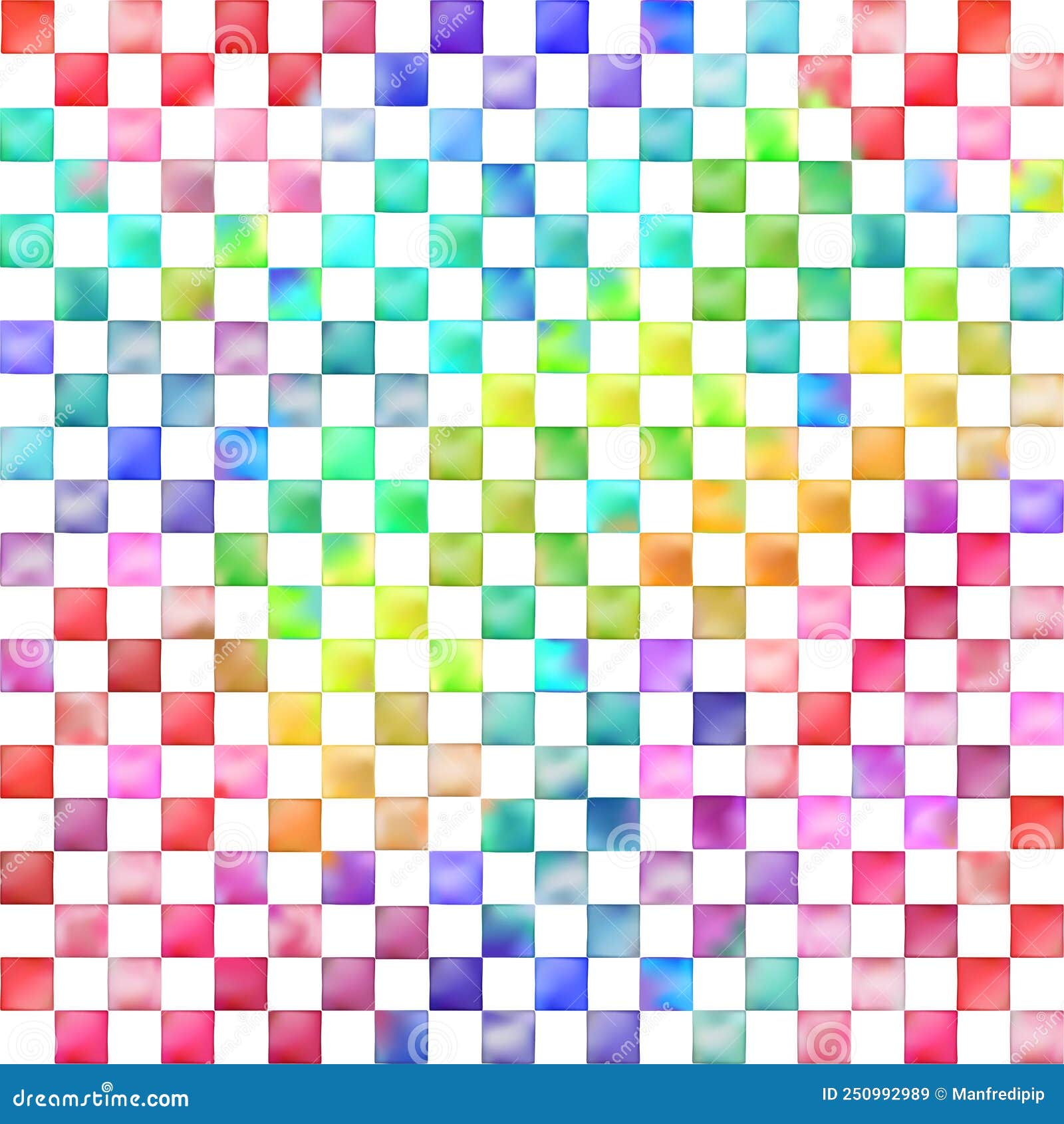 Vector Watercolors Vibrant Rainbow Colors Checker Seamless Pattern ...
