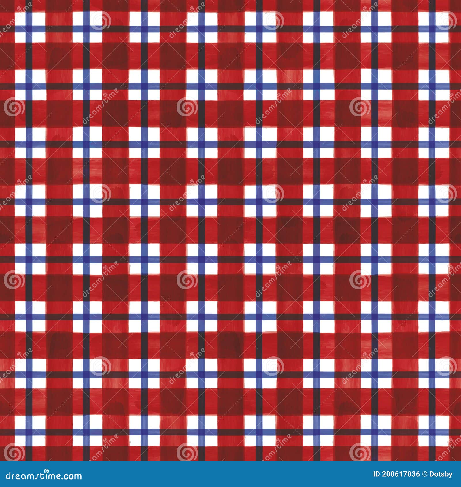 Vector Red Blue Lines Stripes Grid Seamless Pattern Stock Vector ...