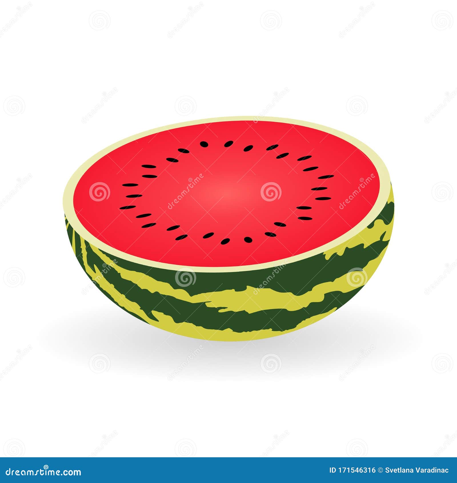 Vector Watermelon Icon with Shadow Isolated on White Background. Stock ...