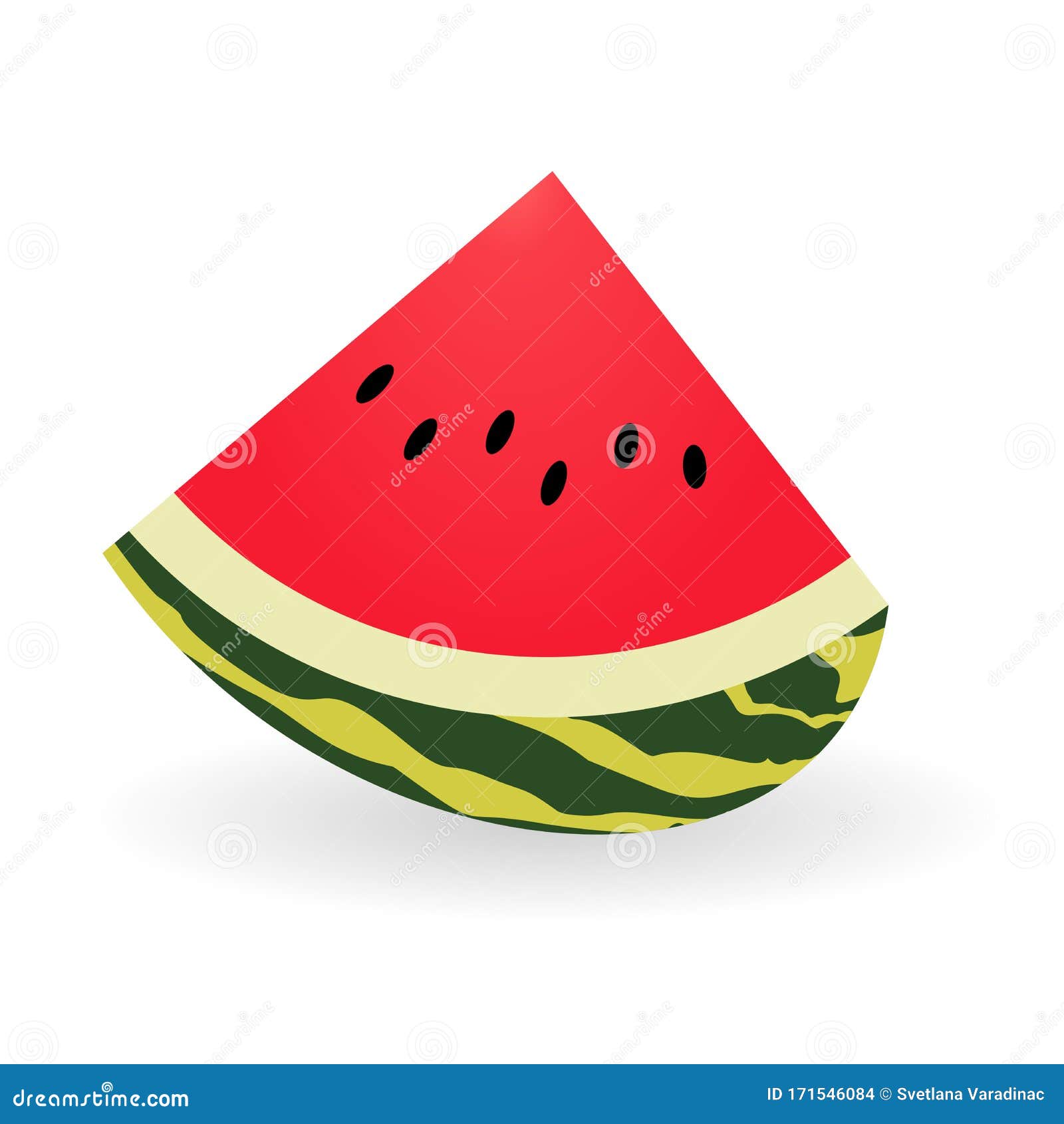 Vector Watermelon Icon with Shadow Isolated on White Background. Stock ...