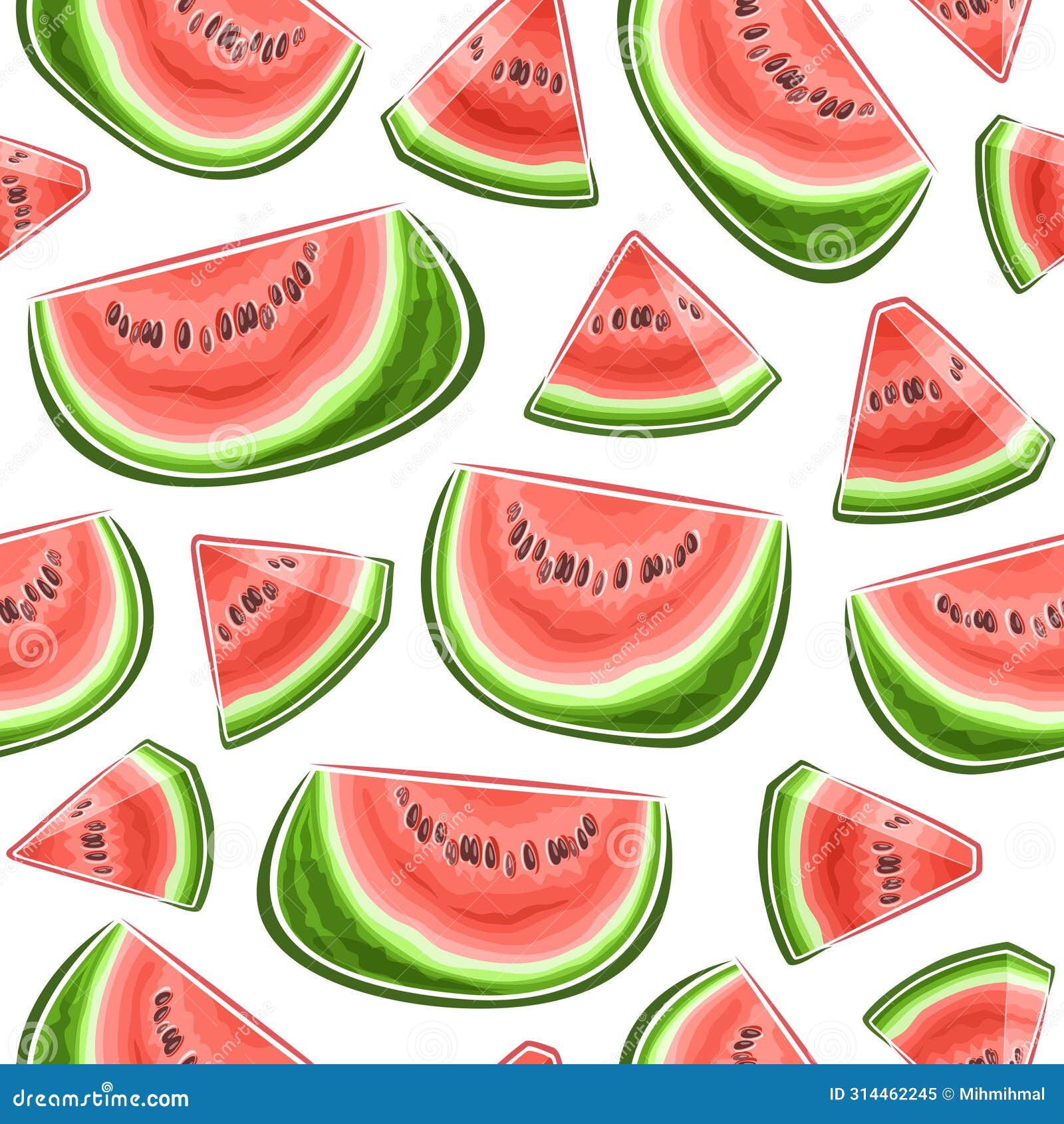 Vector Watermelon Seamless Pattern Stock Vector - Illustration of piece ...
