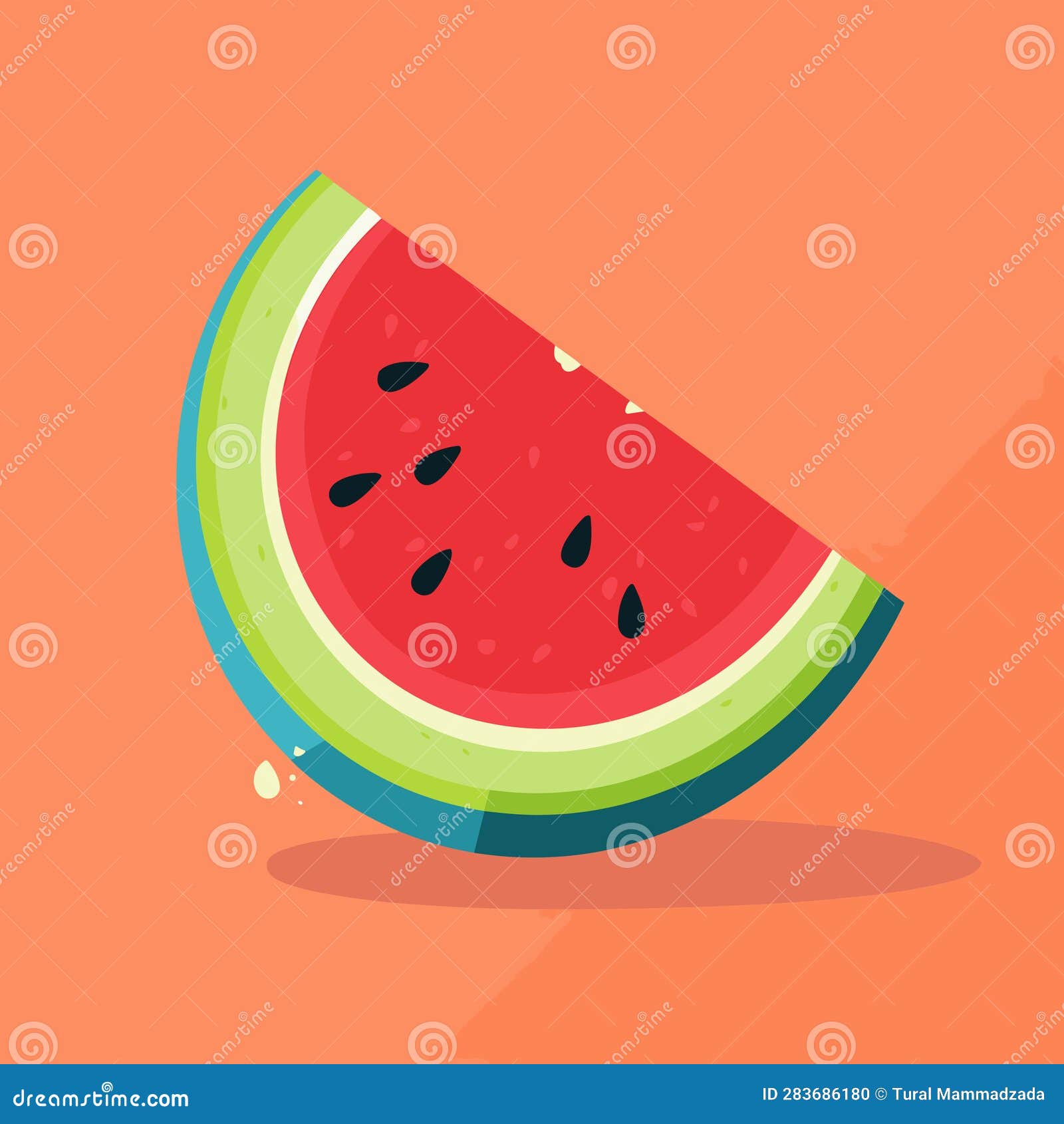 Vector of a Watermelon Slice Icon on an Orange Background Stock Vector ...