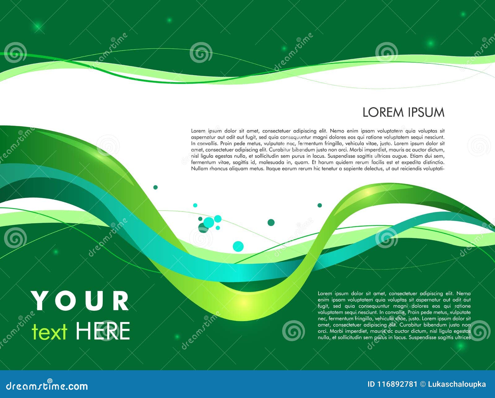 Vector Wave Abstract Colorful Background with Sample Text in Green ...