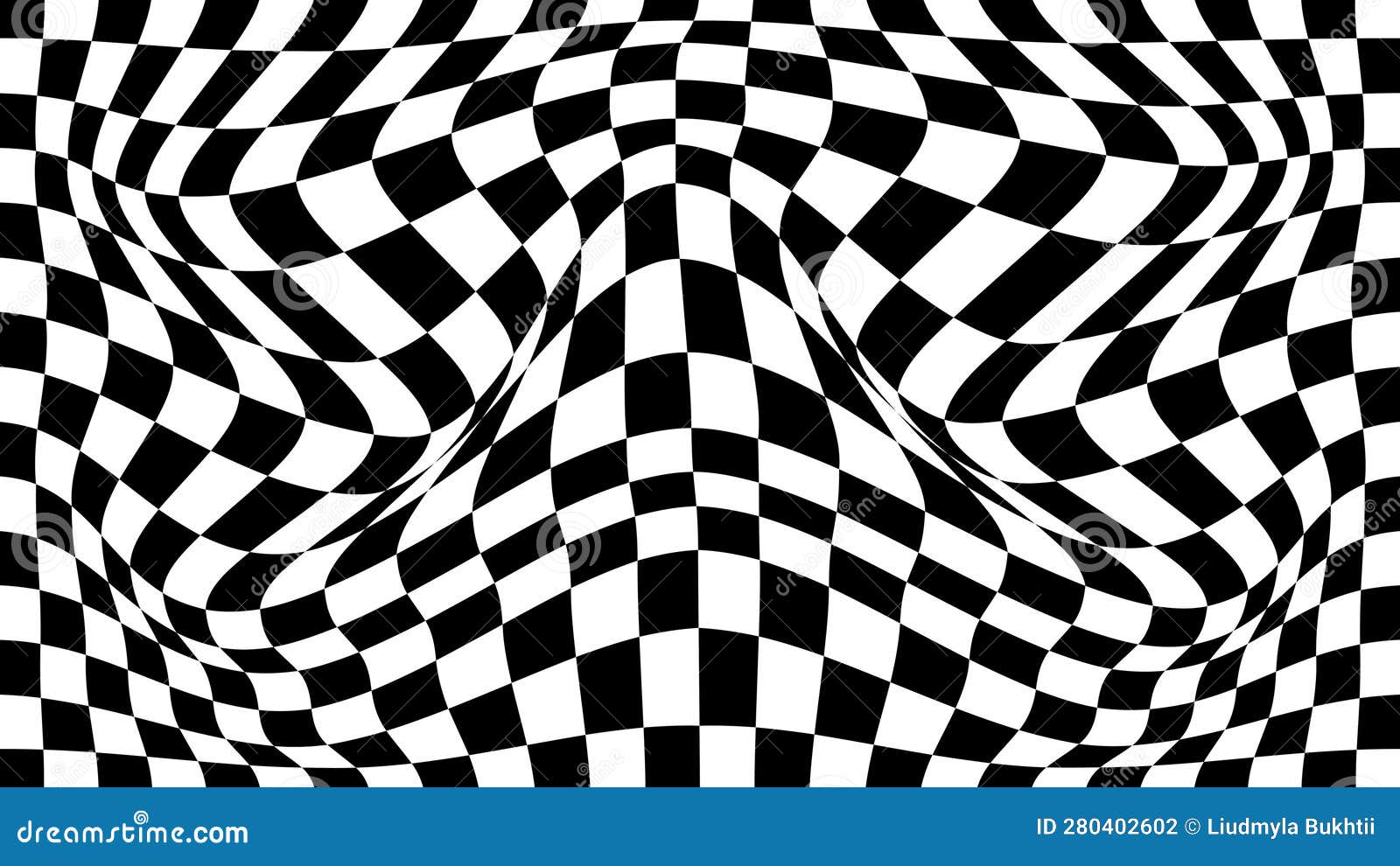 Vector Wave with Optical Illusion with Black and White Cube. Abstract ...