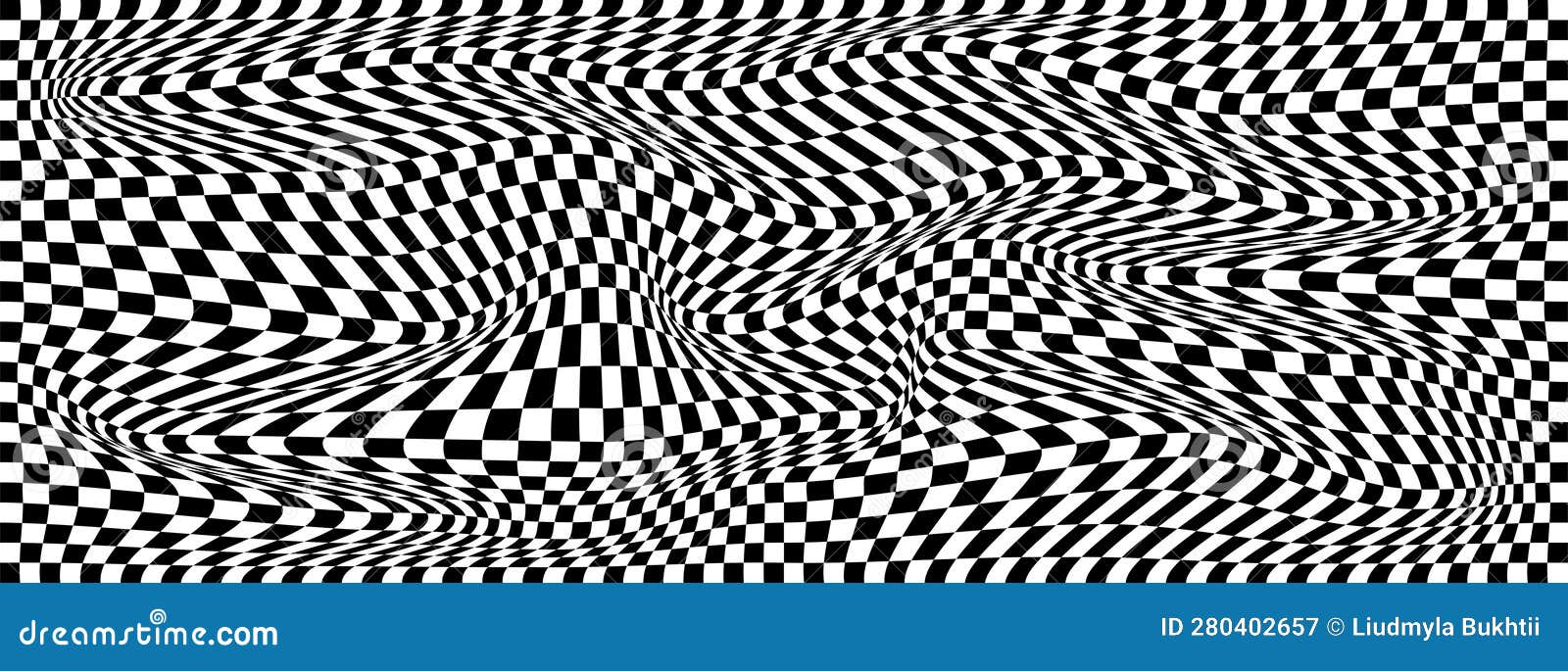 Vector Wave with Optical Illusion with Black and White Cube. Abstract ...