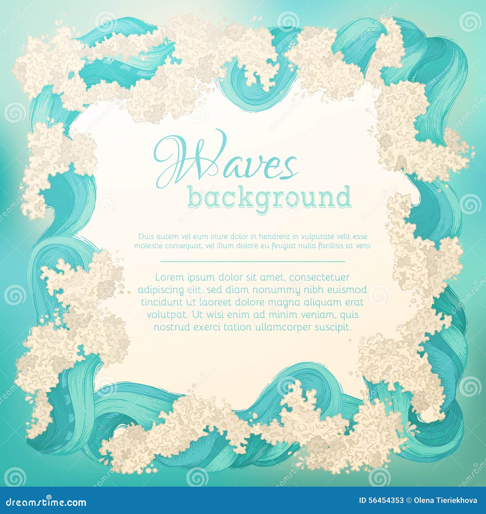 Vector waves square frame. stock vector. Illustration of sailing - 56454353