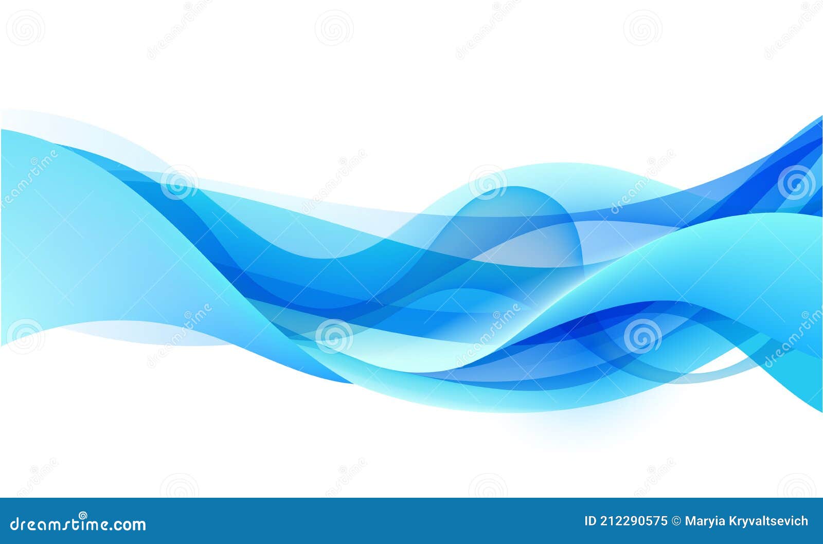 Vector Wavy Abstract Geometric Background, Blue Flow Hoizontal Banner ...