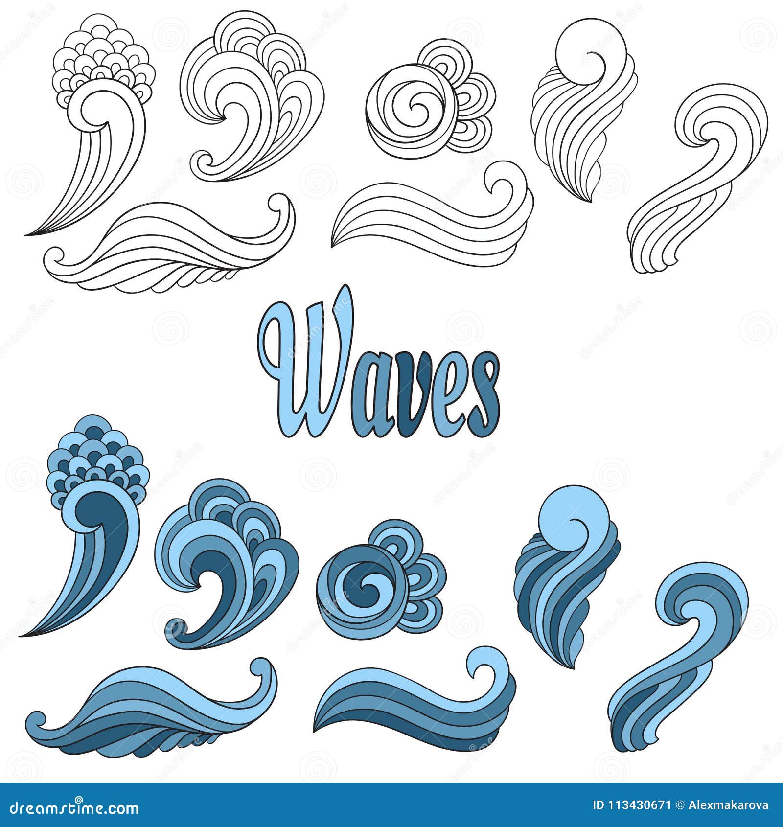 Vector Wavy Design Elements Stock Vector - Illustration of cloud, curly ...