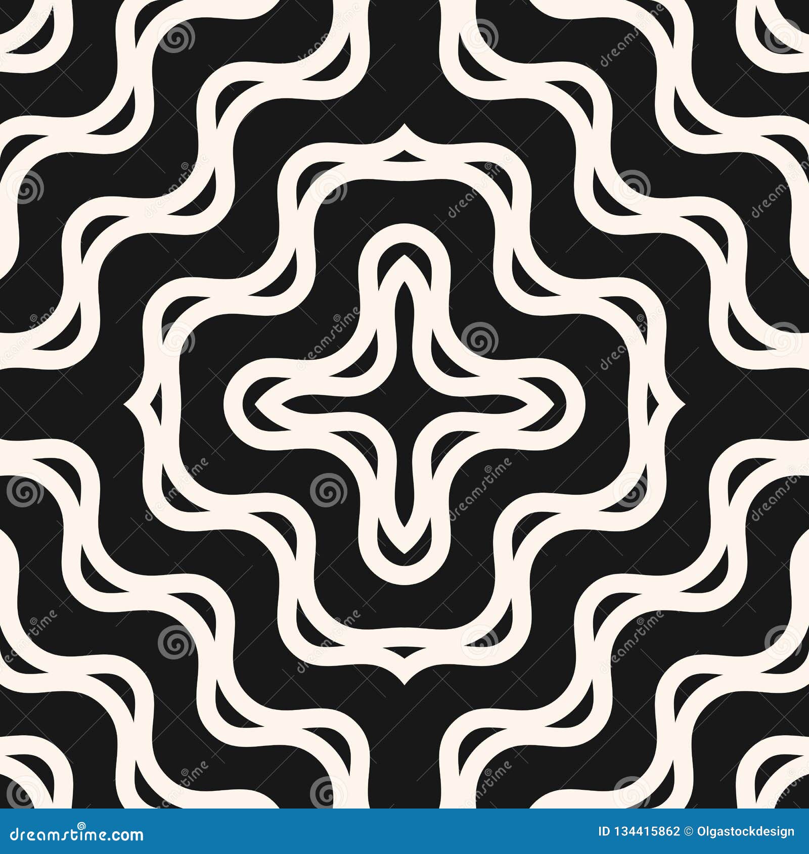 Vector Wavy Lines Seamless Pattern. Texture with Concentric Diagonal ...