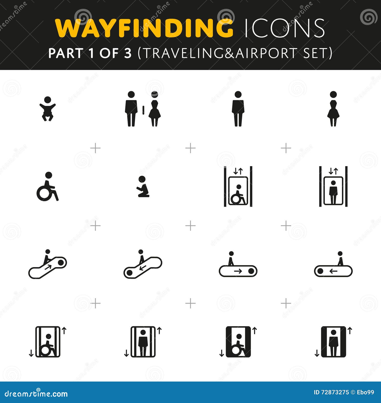 Wayfinding Icons. Disabled Sign Set. Way Finding Symbols Accessible ...