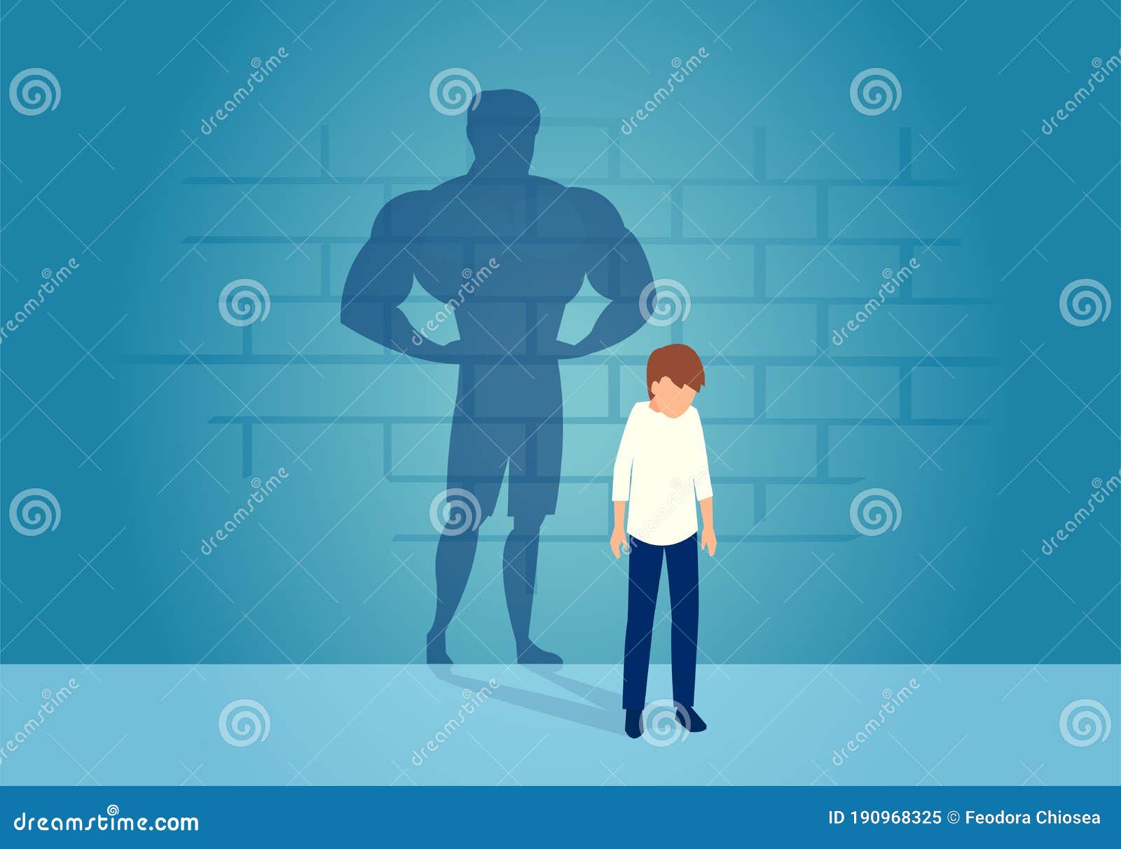 Vector of a Weak Man Teenager Standing Depressed in Front of a Wall ...