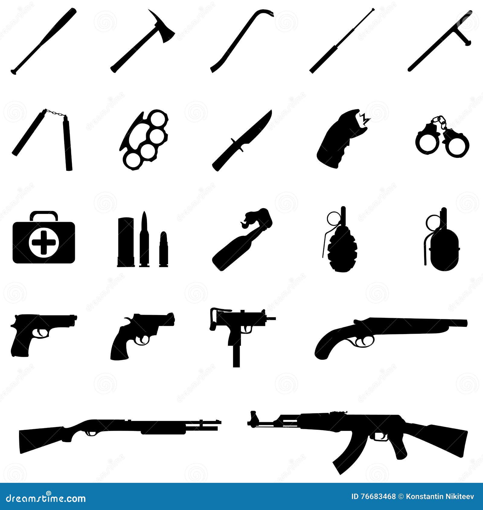 Vector weapon icons stock vector. Illustration of melee - 76683468