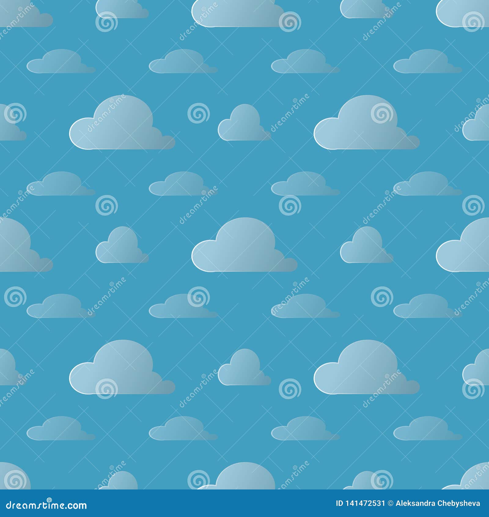 Vector Weather Background. Seamless Pattern with Cartoon Clouds on Blue ...