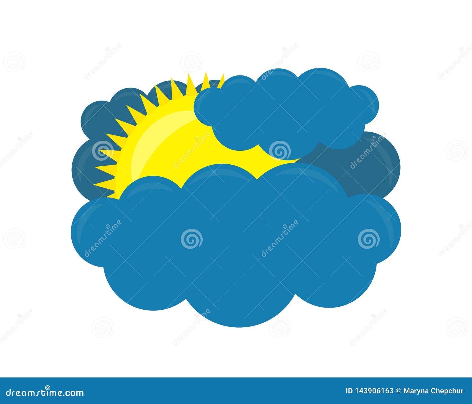 Vector Weather Forecast Icon Cloud with Sun on a White Background ...