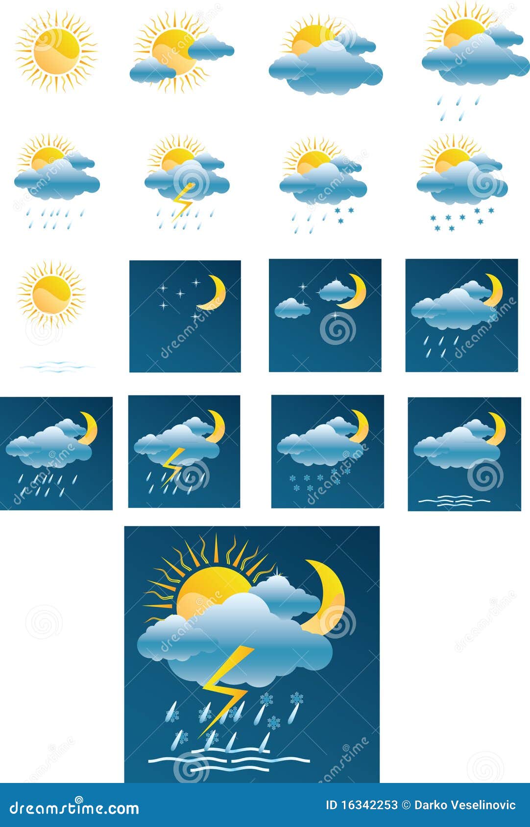 Vector Weather Forecast Icons + All Separate Stock Vector ...