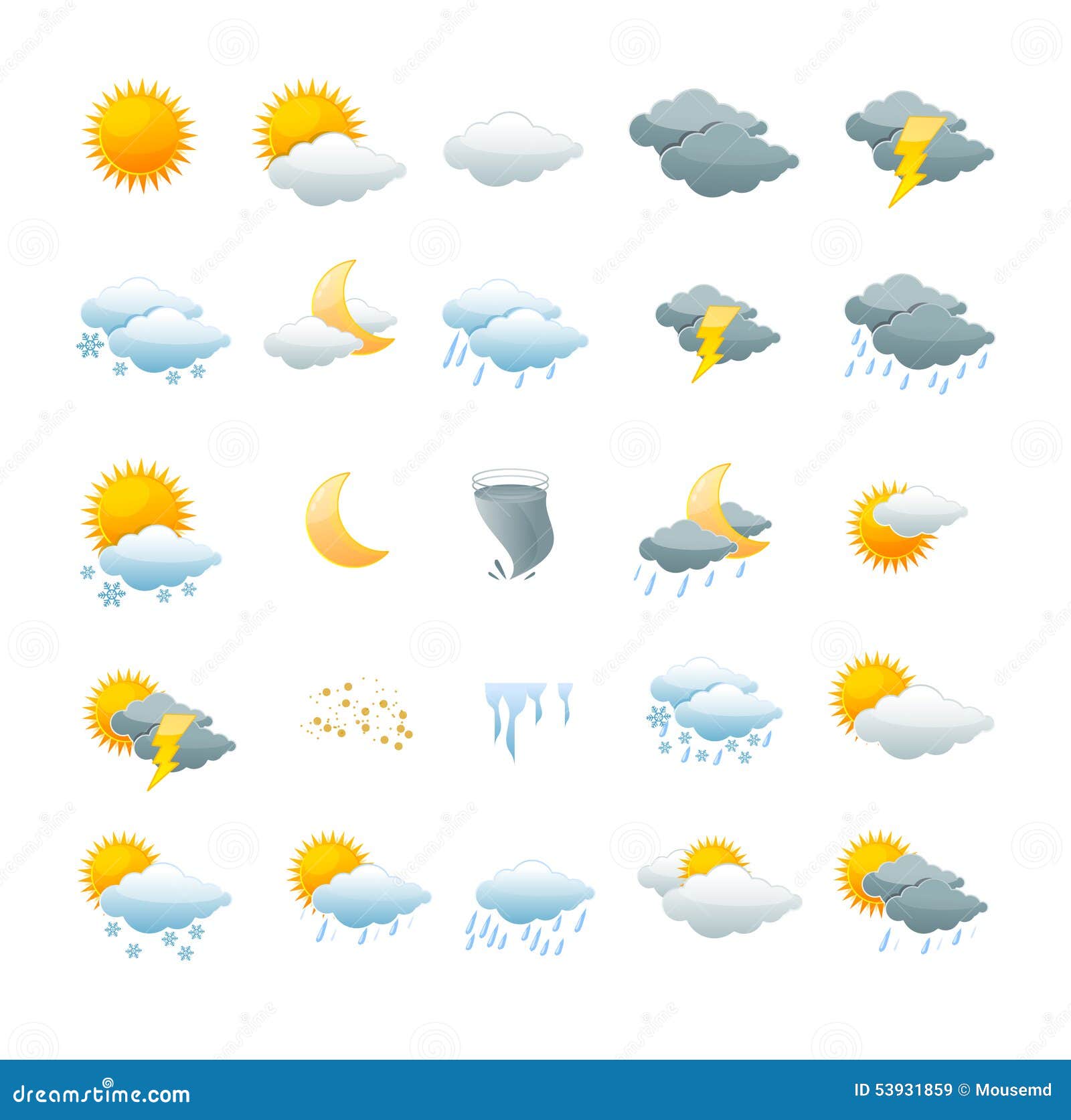 Vector weather icon set stock vector. Illustration of icon - 53931859