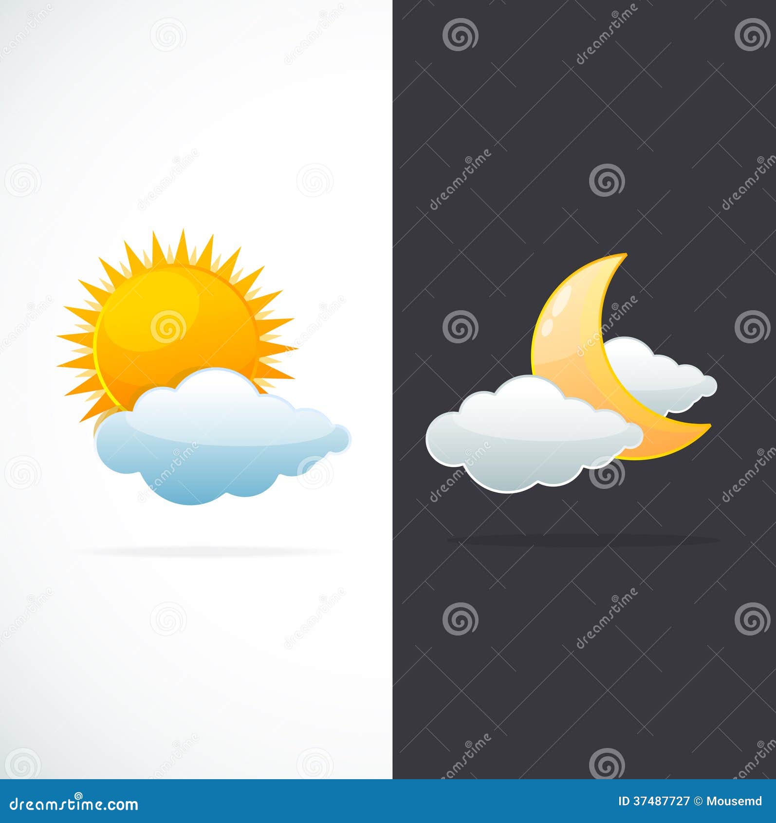 Vector Weather Icons Sun and Moon Stock Vector - Illustration of ...