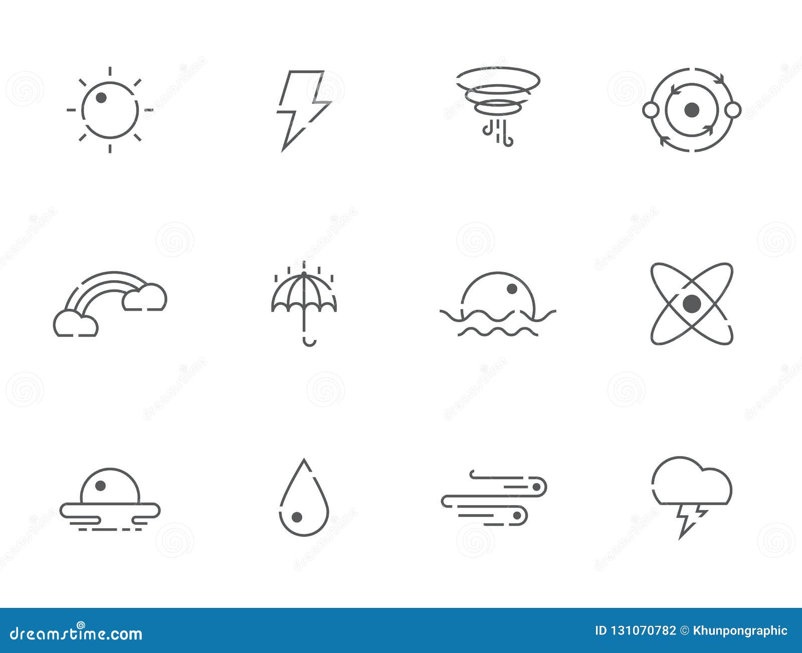Vector Weather and Natural Outline Icon Set Stock Vector - Illustration ...