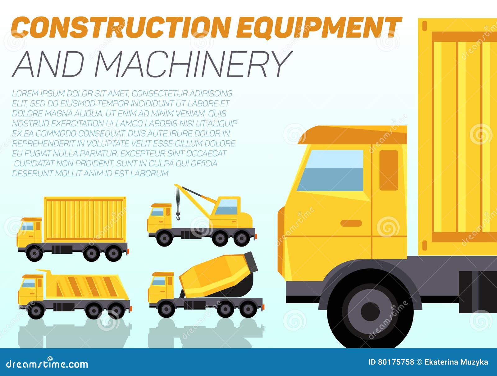 Vector Web Banner with Construction Trucks Stock Vector - Illustration ...
