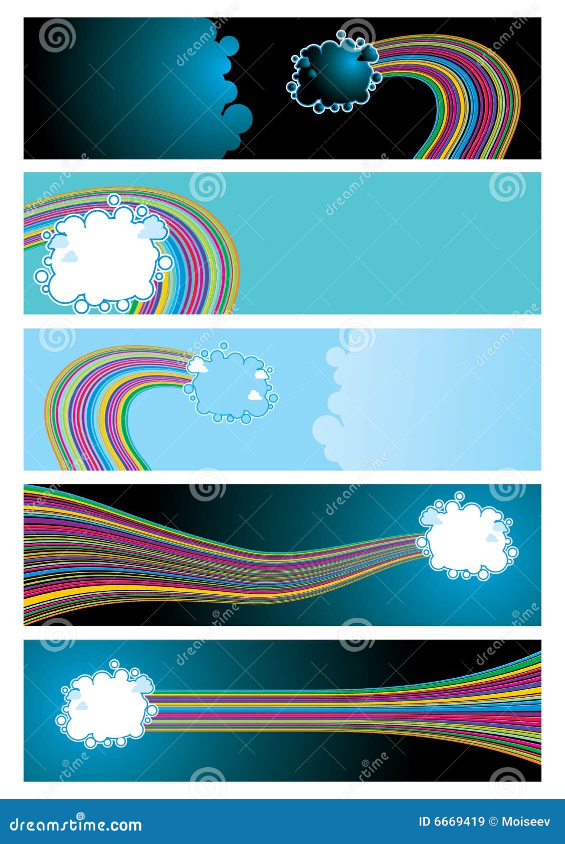 Vector Web Banners with Clouds and Rainbow Stock Vector - Illustration ...