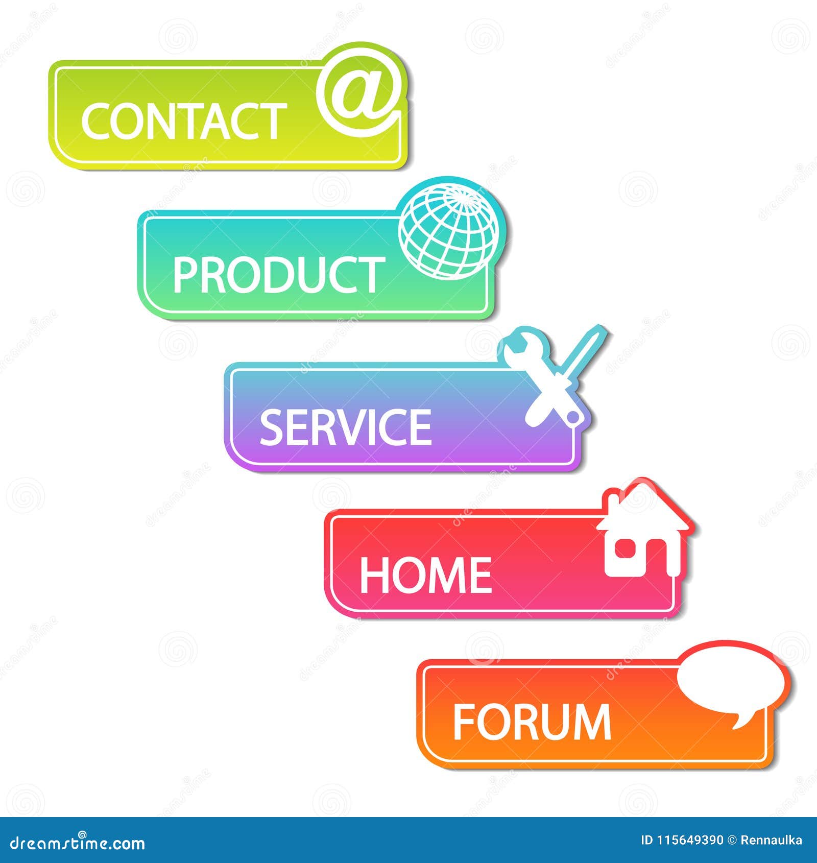 Vector Web Buttons. Navigation Bar Set. Menu Element Labels for Website ...