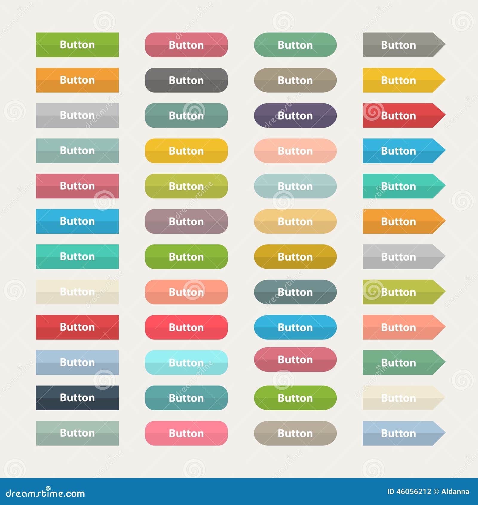 Vector Web Color Buttons in Flat Stile Isolated Stock Vector ...