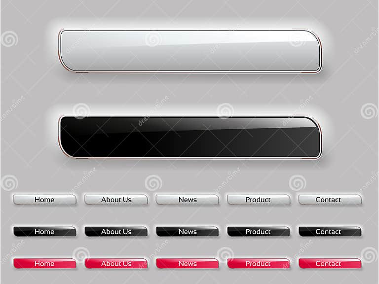 Vector Web Design Menu Buttons. Website Navigation Bar. Website Header ...