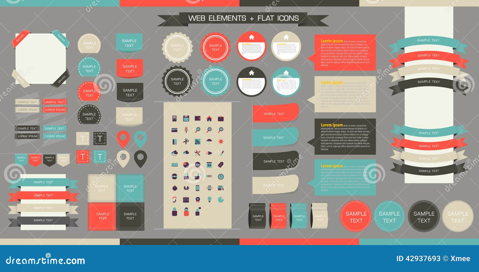 Vector Web Elements, Buttons and Labels. Site Navi Stock Vector ...