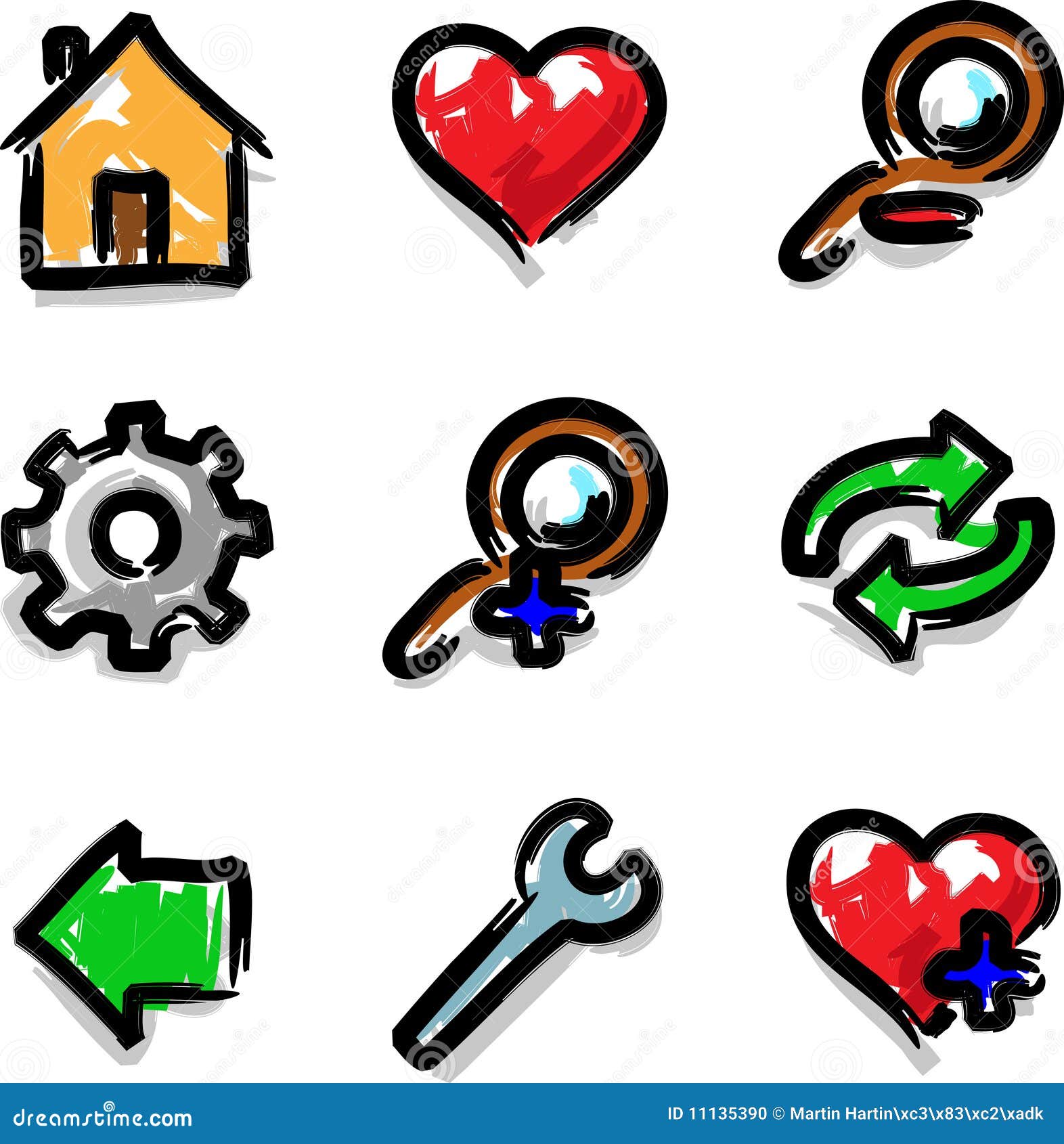 Vector Web Icons Marker Colour Contour Tools Stock Vector ...