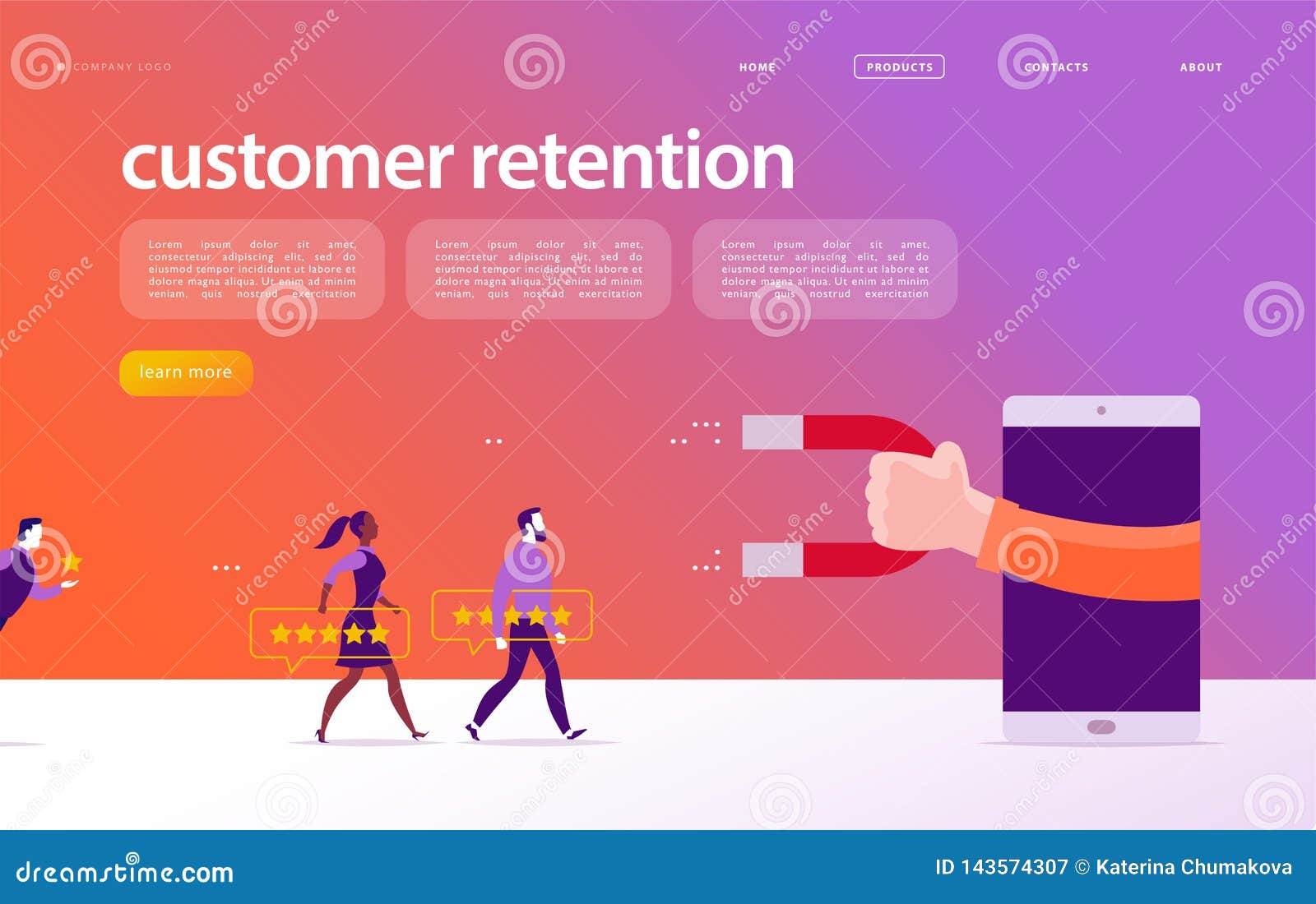 Vector Web Page Concept Design, Customer Retention Theme. Stock Vector ...