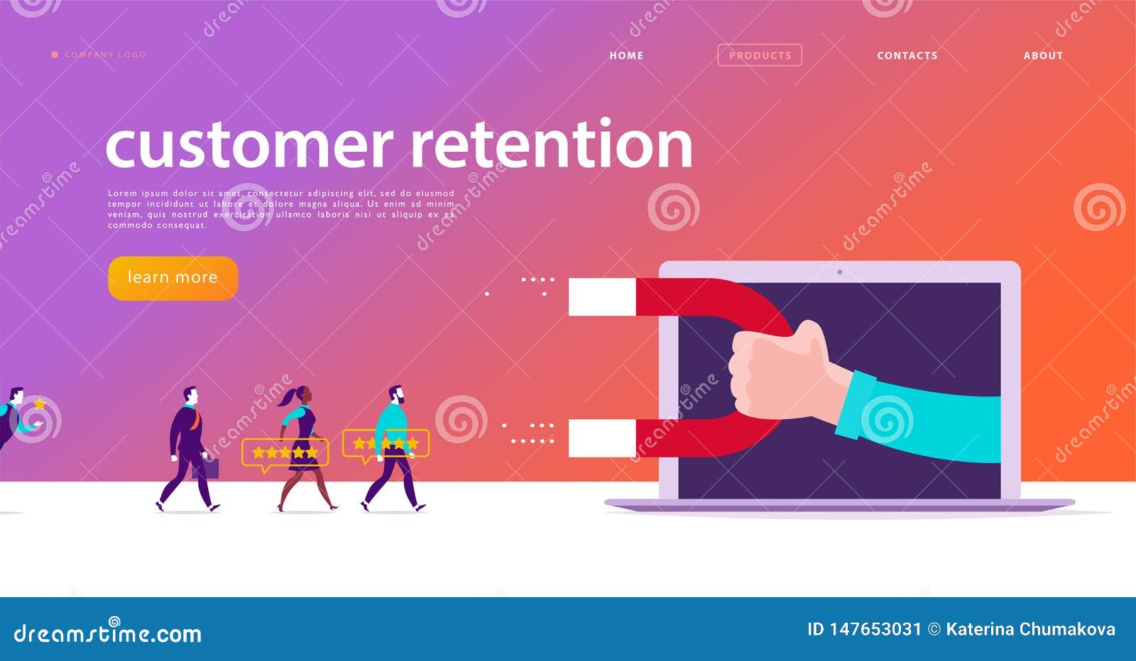 Vector Web Page Concept Design, Customer Retention Theme. Stock Vector ...