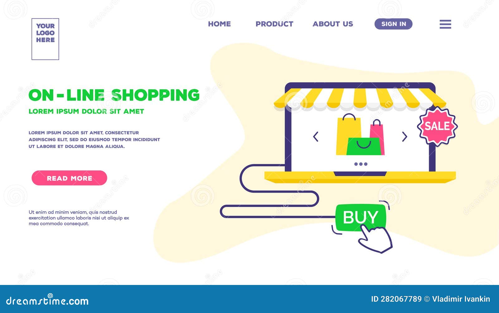 Vector Web Page Template of Online Shopping Trendy Flat Style Stock ...